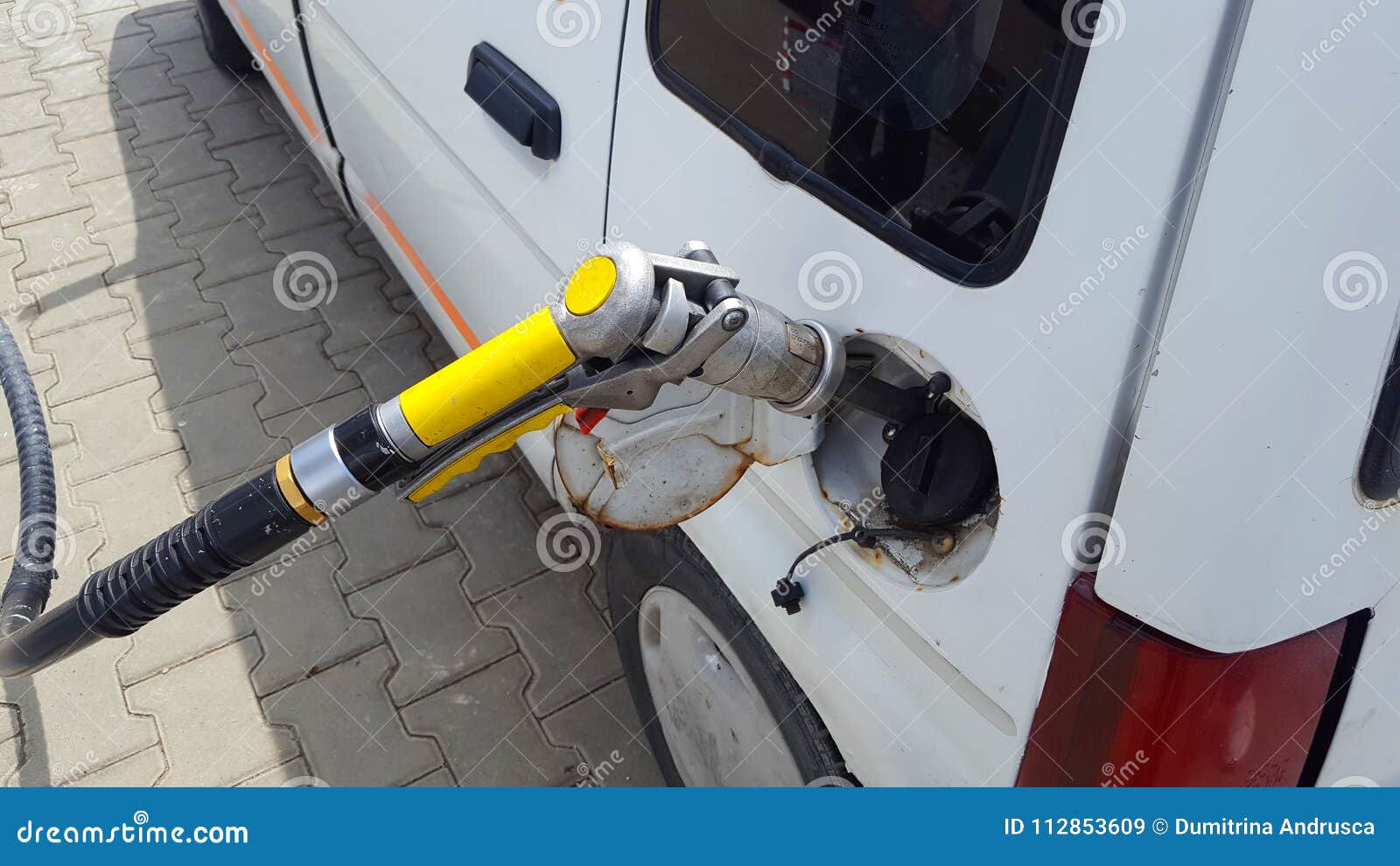 Pumping gas in car stock image. Image of filling, business - 112853609