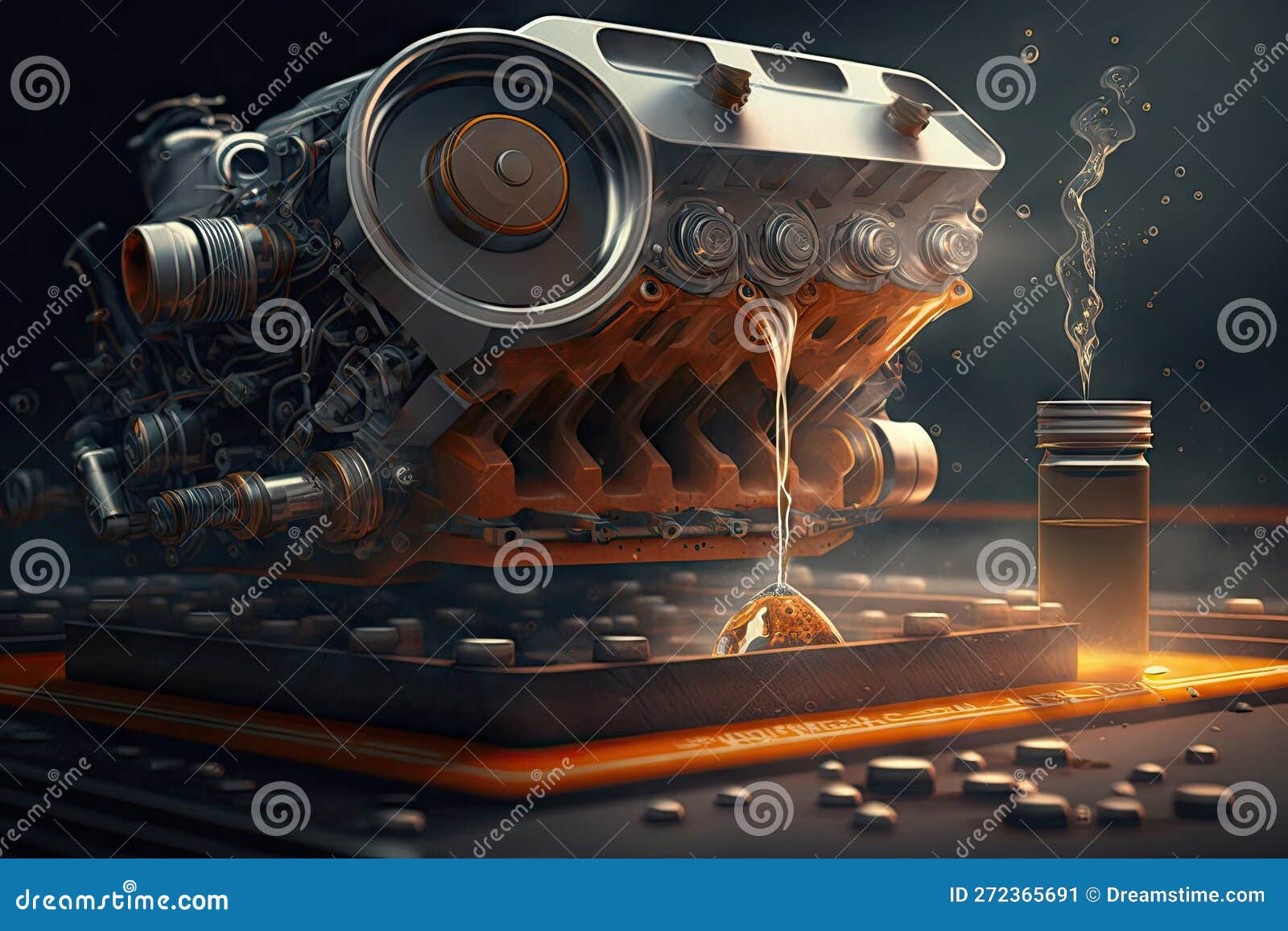 Pumping Oil into Car Engine Automobile Engineering Stock Illustration ...