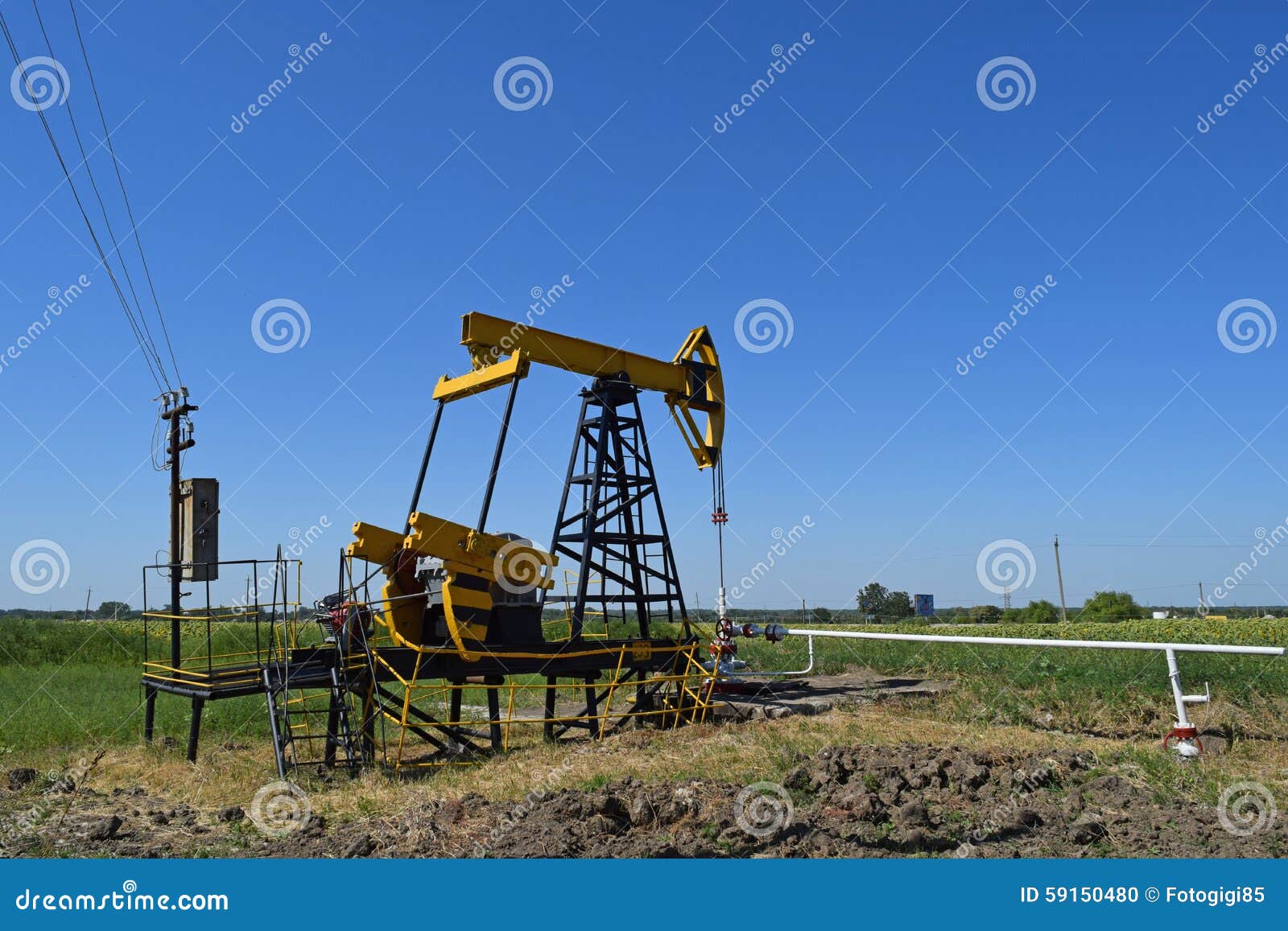 Pumping Unit As the Oil Pump Installed on a Well Stock Photo - Image of ...