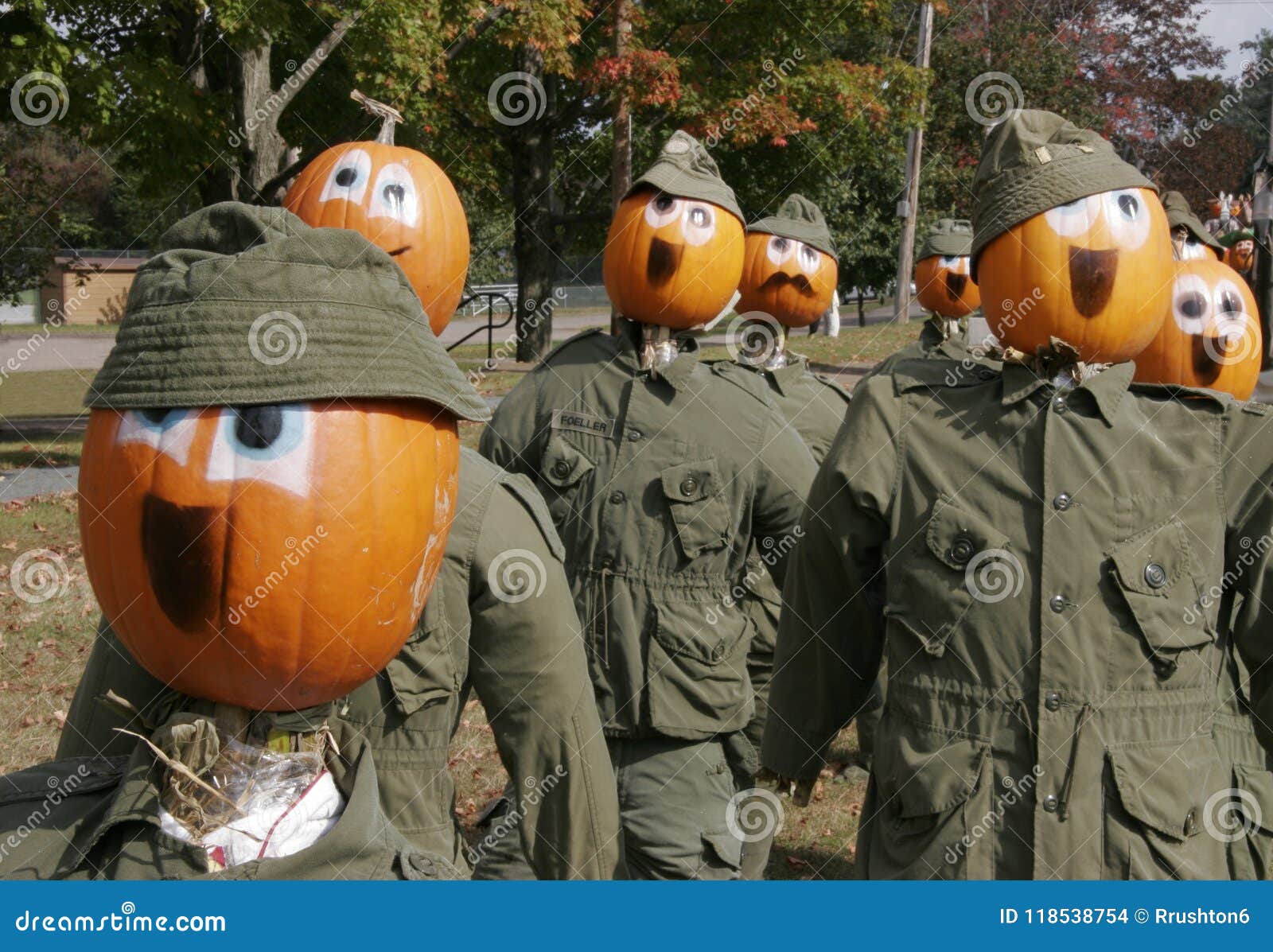 The Pumpkin Army stock photo. Image of hats, skin, kentville - 118538754