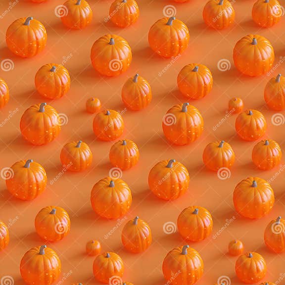 Orange Pumpkin 3d Field Seamless Pattern Background Repeat Tile Stock Illustration ...