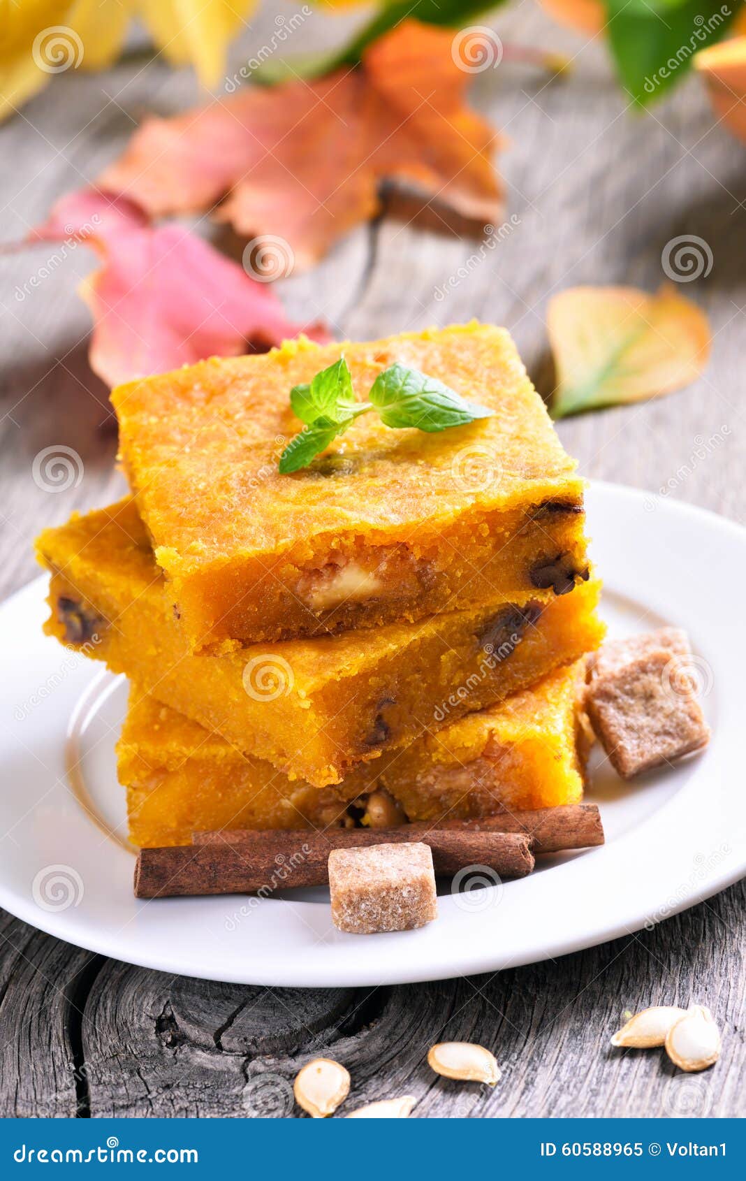 Pumpkin bars with nuts stock image. Image of baking, fall - 60588965