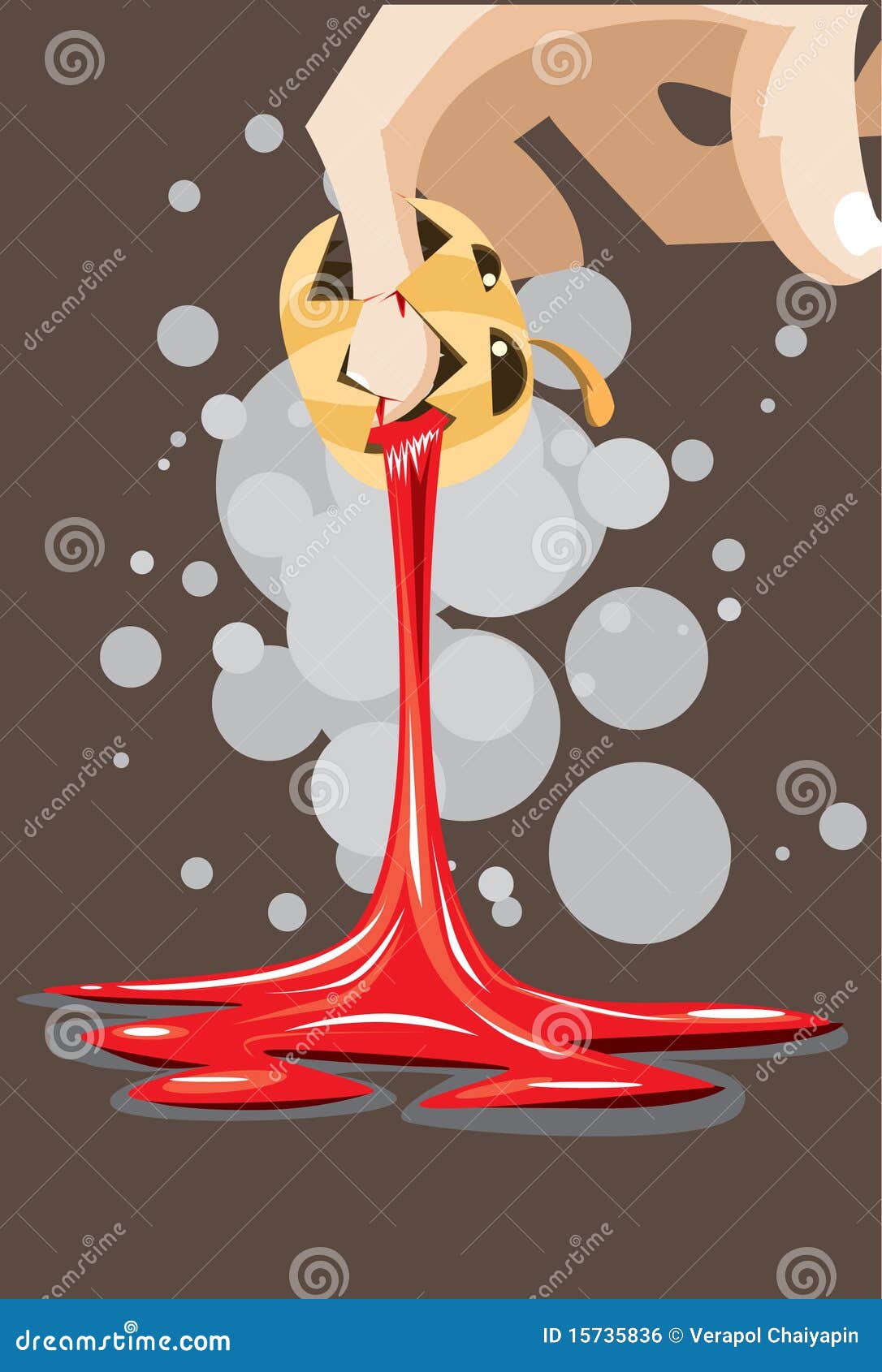 The pumpkin bleeding. stock illustration. Illustration of treat - 15735836