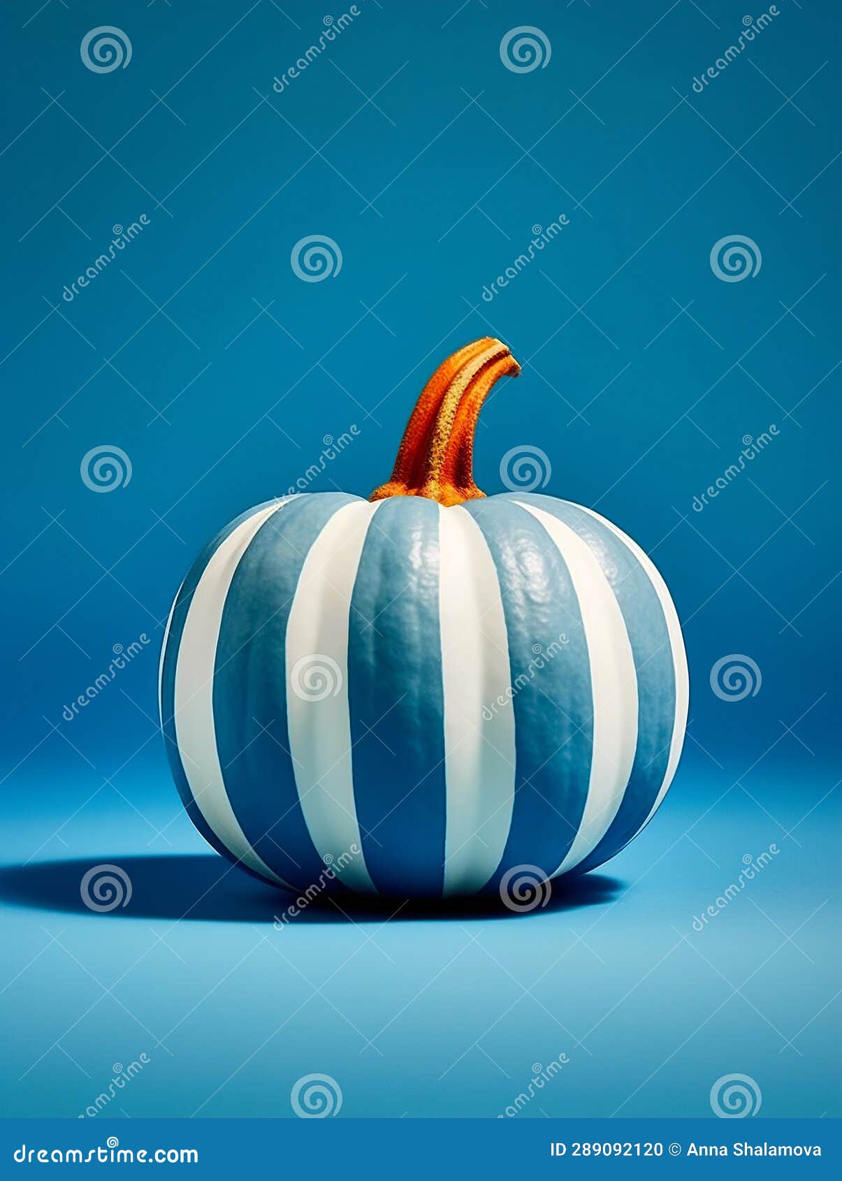 Pumpkin on Blue Background. Halloween Concept Stock Illustration ...