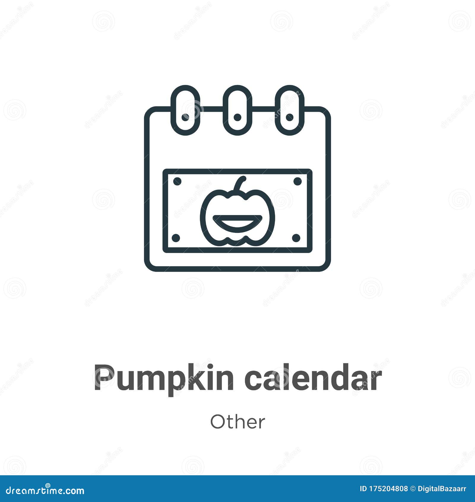 Pumpkin Calendar Outline Vector Icon. Thin Line Black Pumpkin Calendar ...