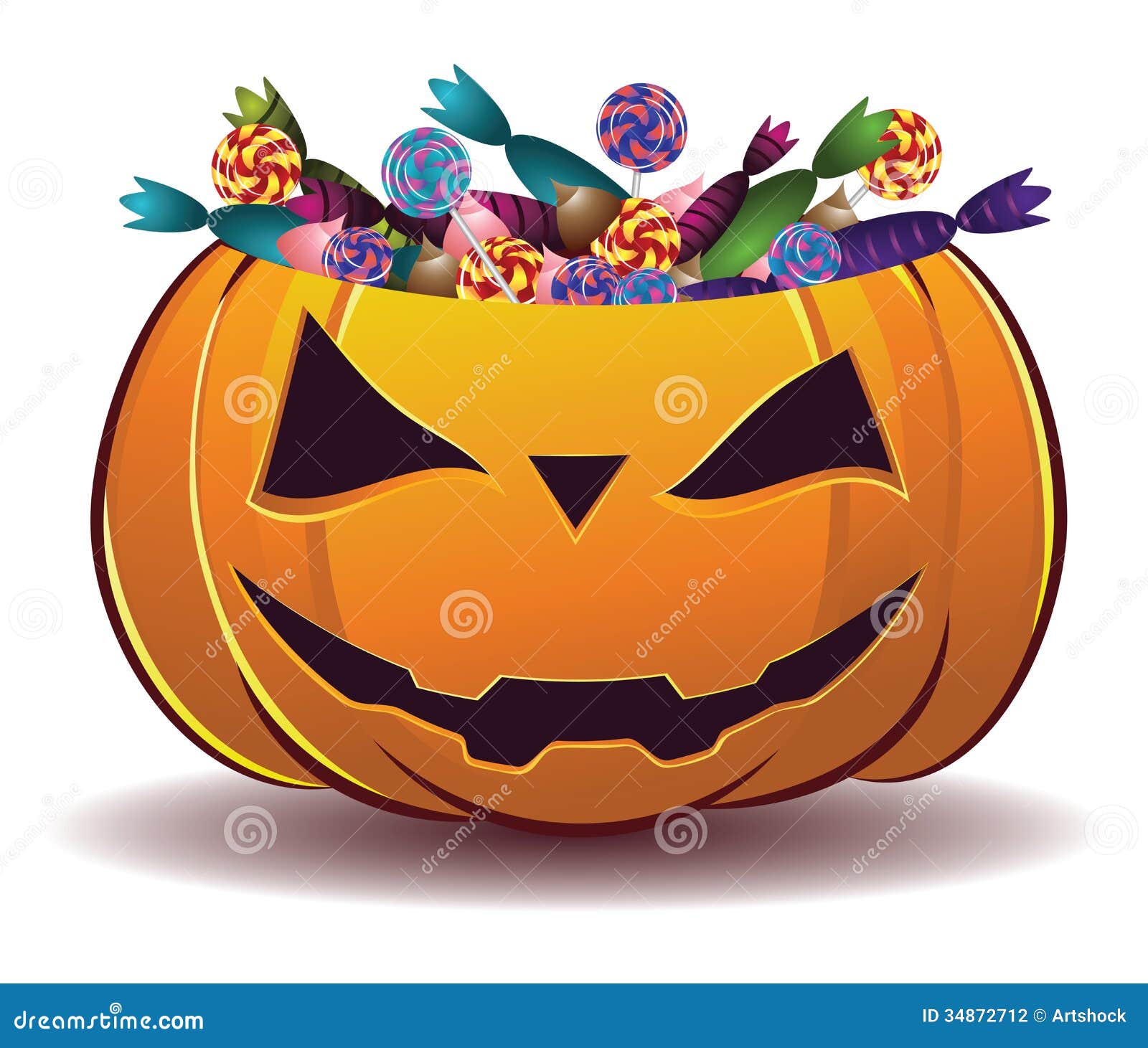 Pumpkin with candy stock vector. Illustration of jack - 34872712