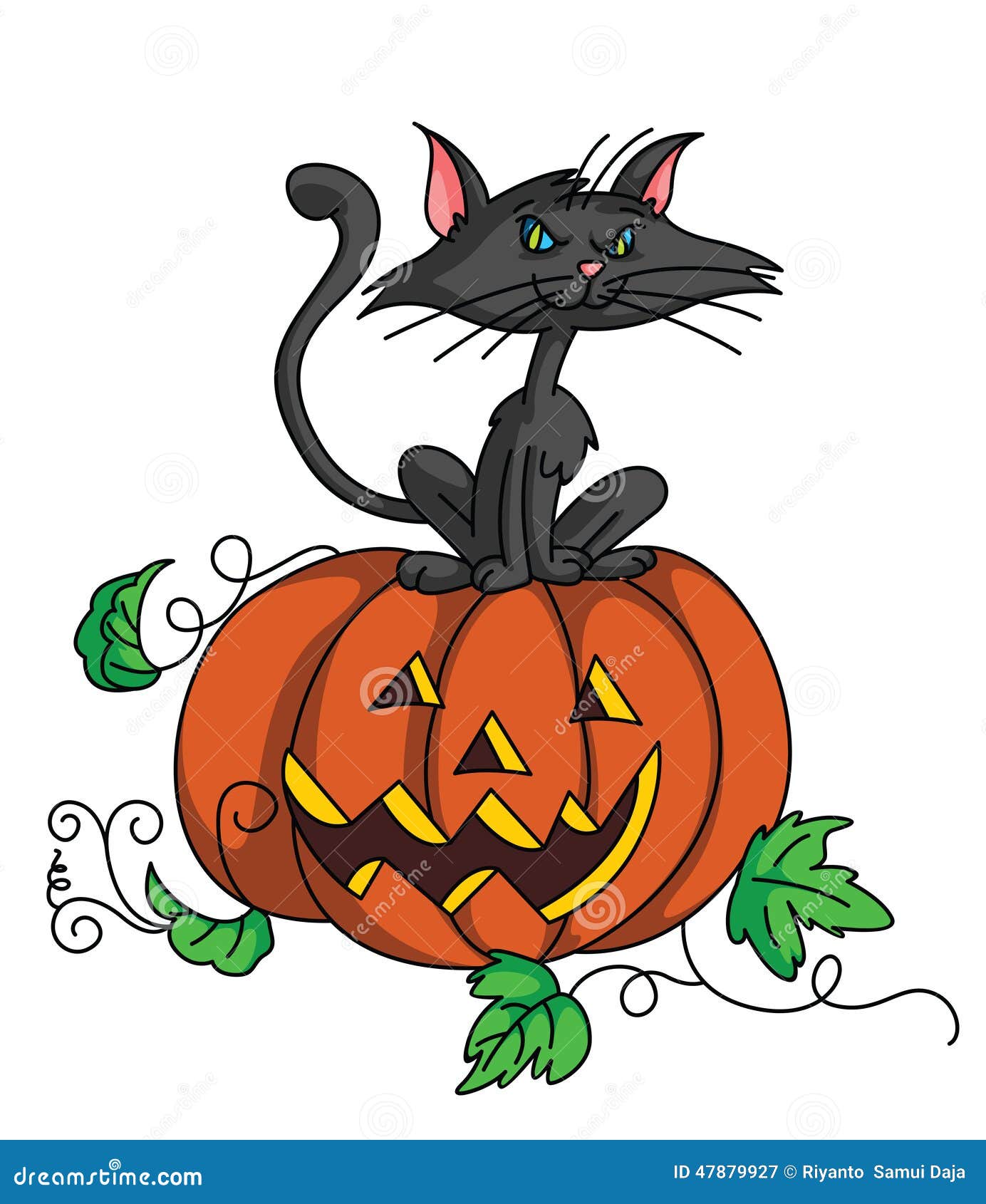 Pumpkin and Cat stock vector. Illustration of magic, clip - 47879927
