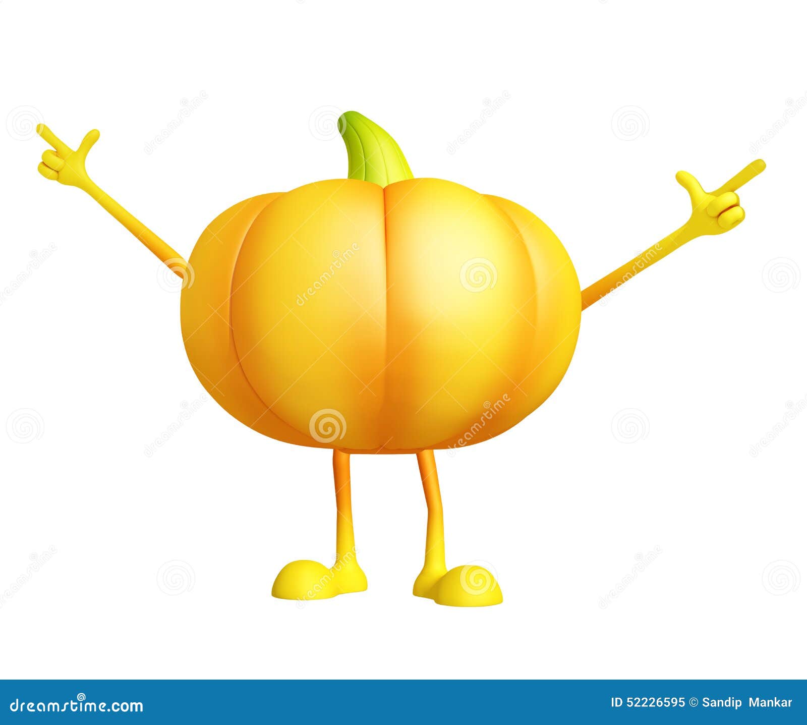Pumpkin Character with Pointing Pose Stock Illustration - Illustration ...
