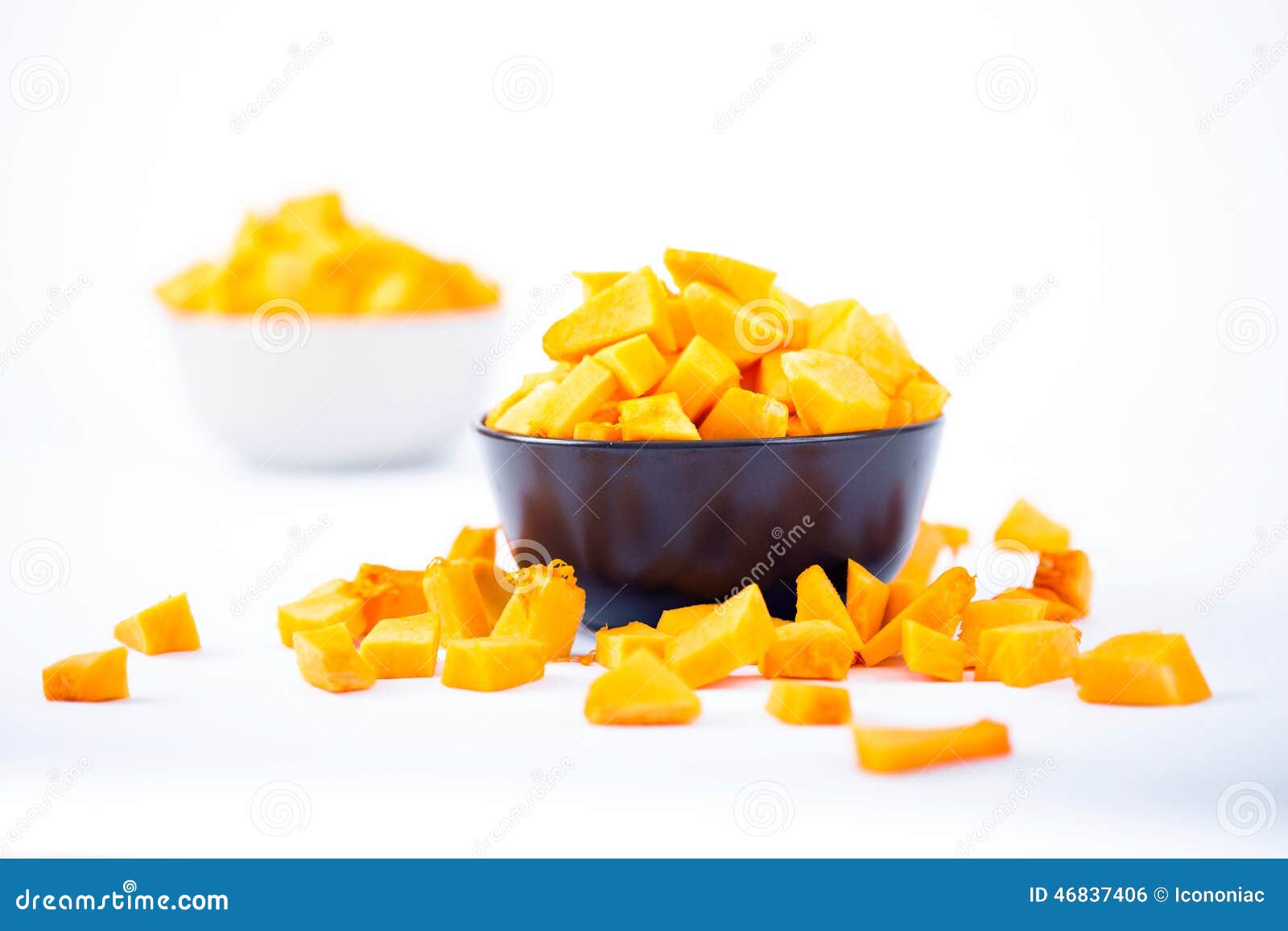 Pumpkin Chunks on a Bowl Isolated Stock Photo - Image of vegetables ...