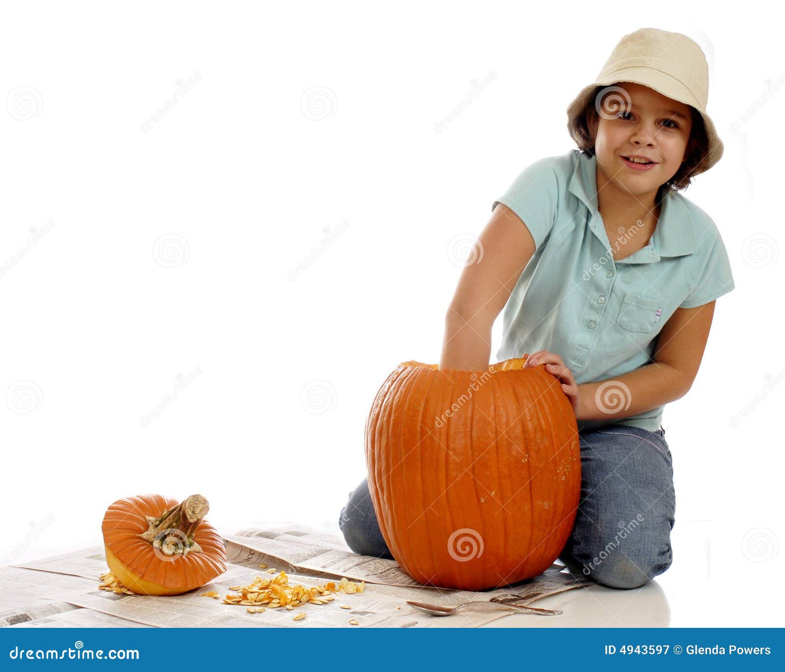 Pumpkin Cleaning stock image. Image of digging, jack, cutting - 4943597