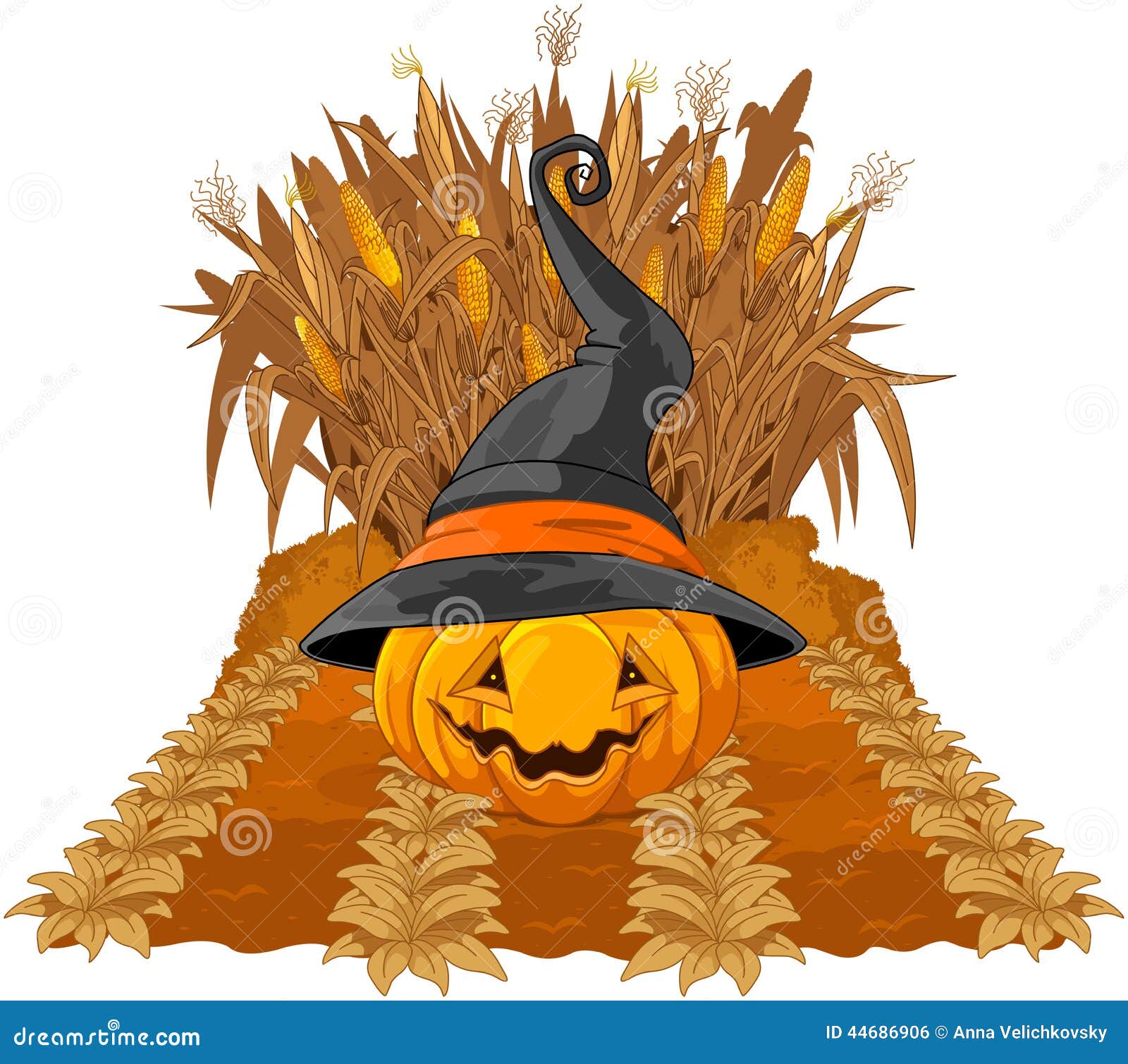Pumpkin On Corn Maze Stock Vector - Image: 44686906