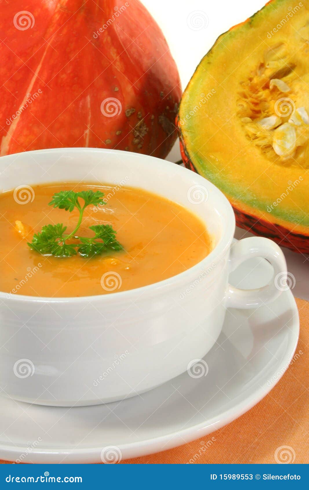 Pumpkin cream soup stock image. Image of hearty, cream - 15989553