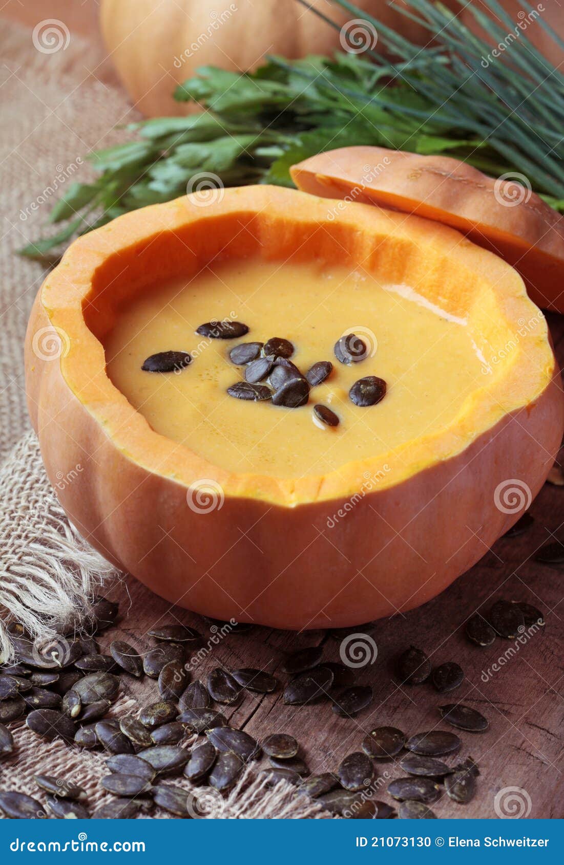Pumpkin cream soup stock photo. Image of food, seasonal - 21073130