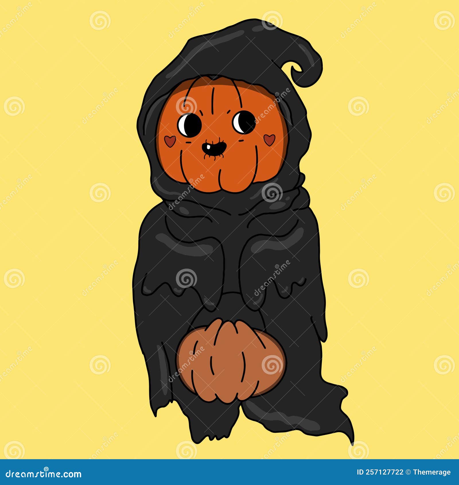 Pumpkin in Death Costume Picking Candy Halloween Illustration Stock ...