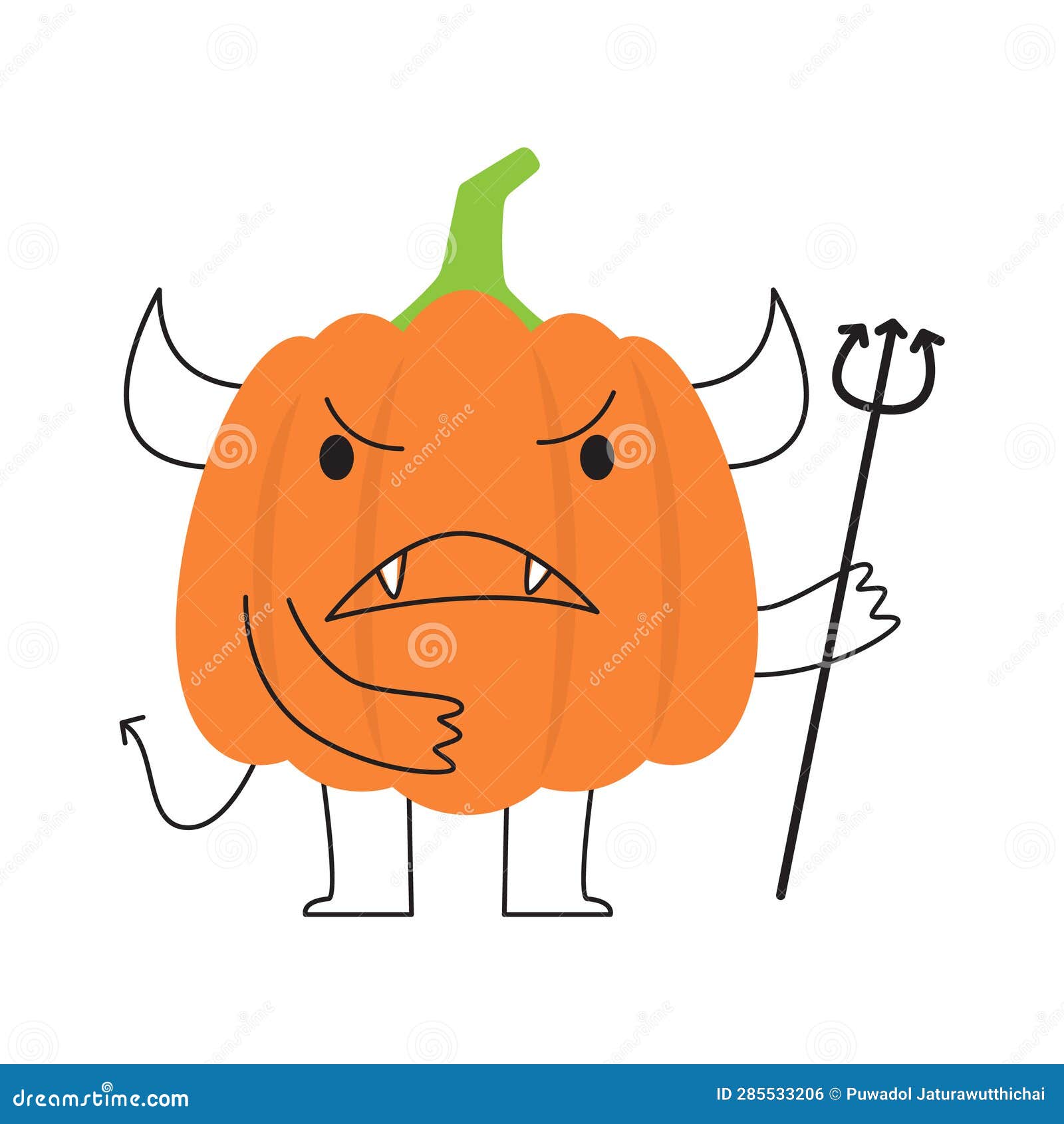 Pumpkin with Devil Costume . Halloween Cartoon Character Stock Vector ...