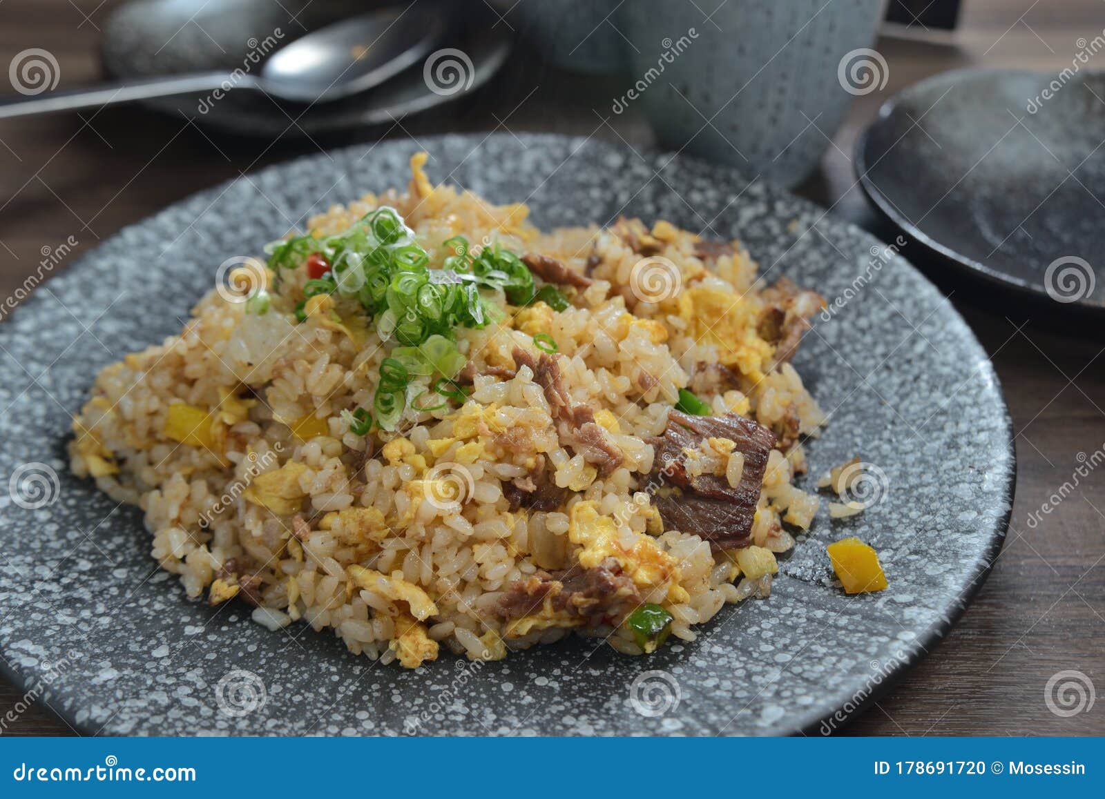 Egg beef Fried rice stock photo. Image of shrimp, fried - 178691720