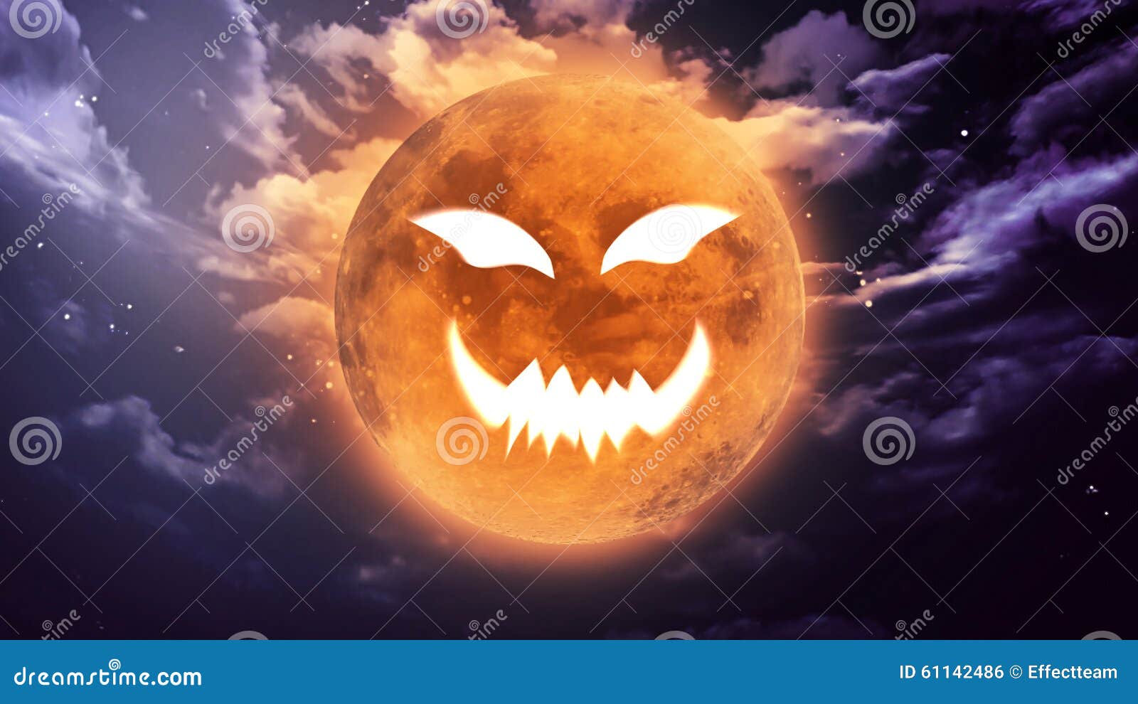 Pumpkin Face Halloween Moon Stock Illustration - Illustration of glow ...