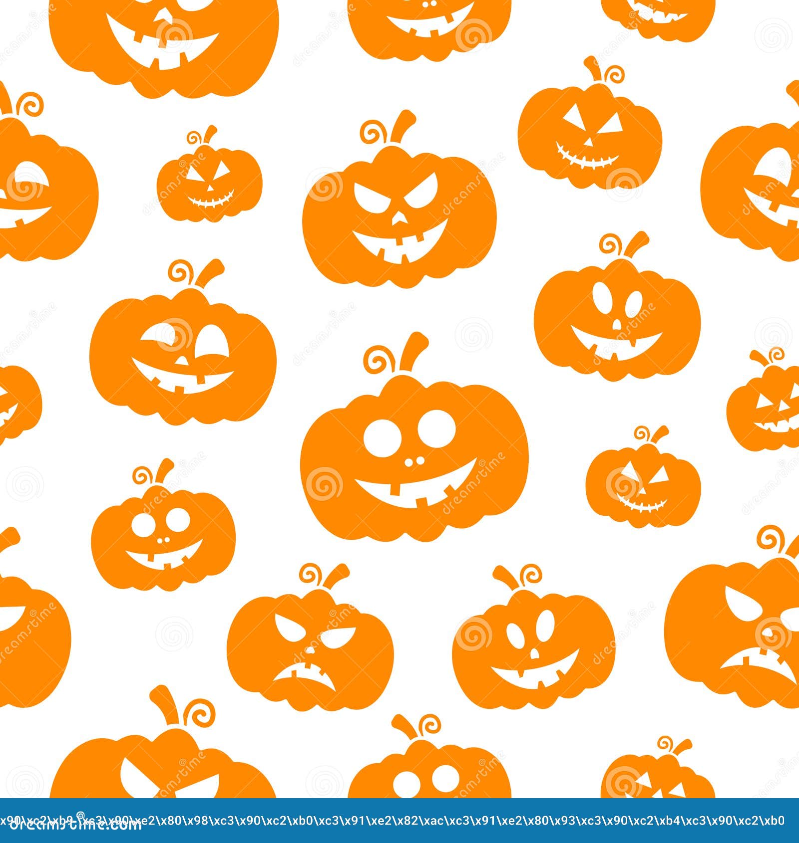 Pumpkin Faces Silhouettes Seamless Pattern Stock Illustration ...