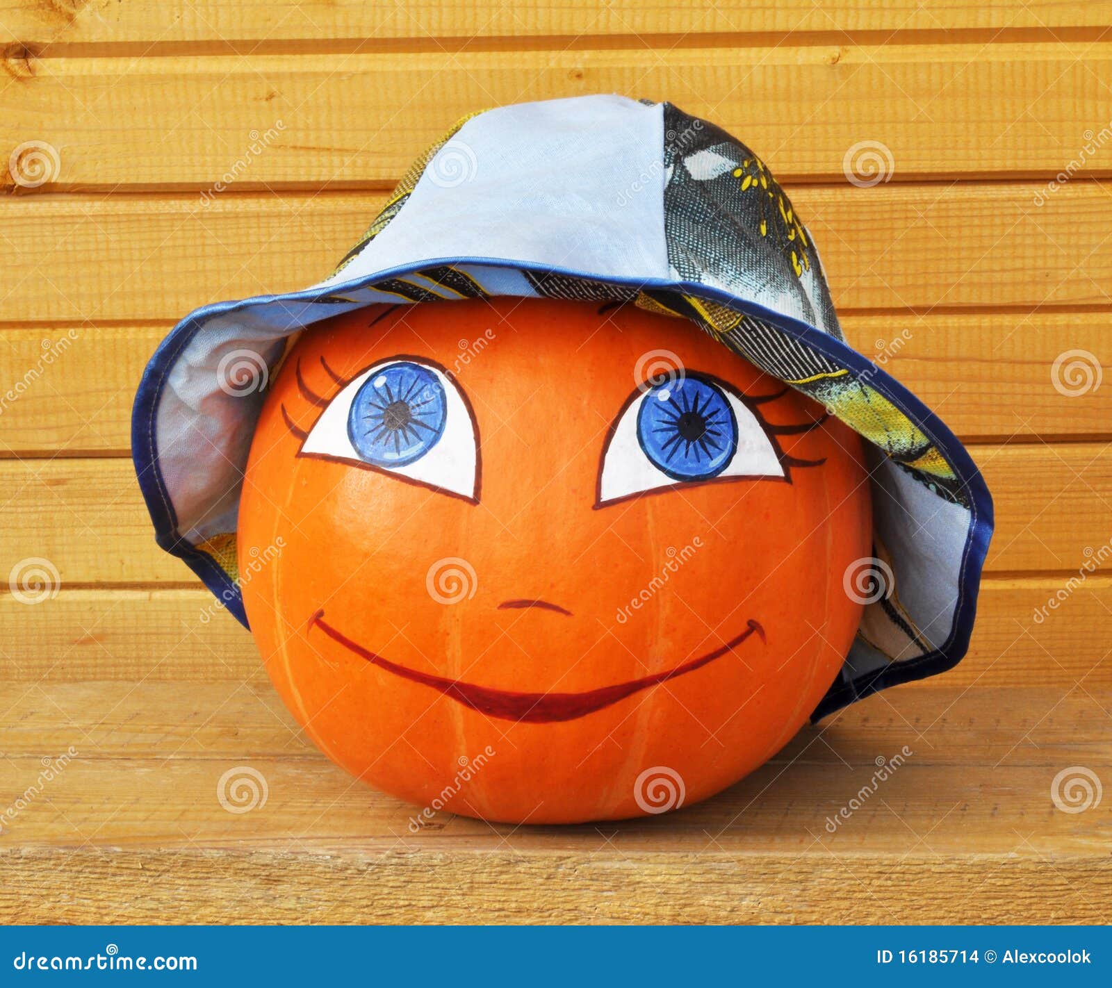 Pumpkin with Female Face in a Panama Stock Photo - Image of amusing ...