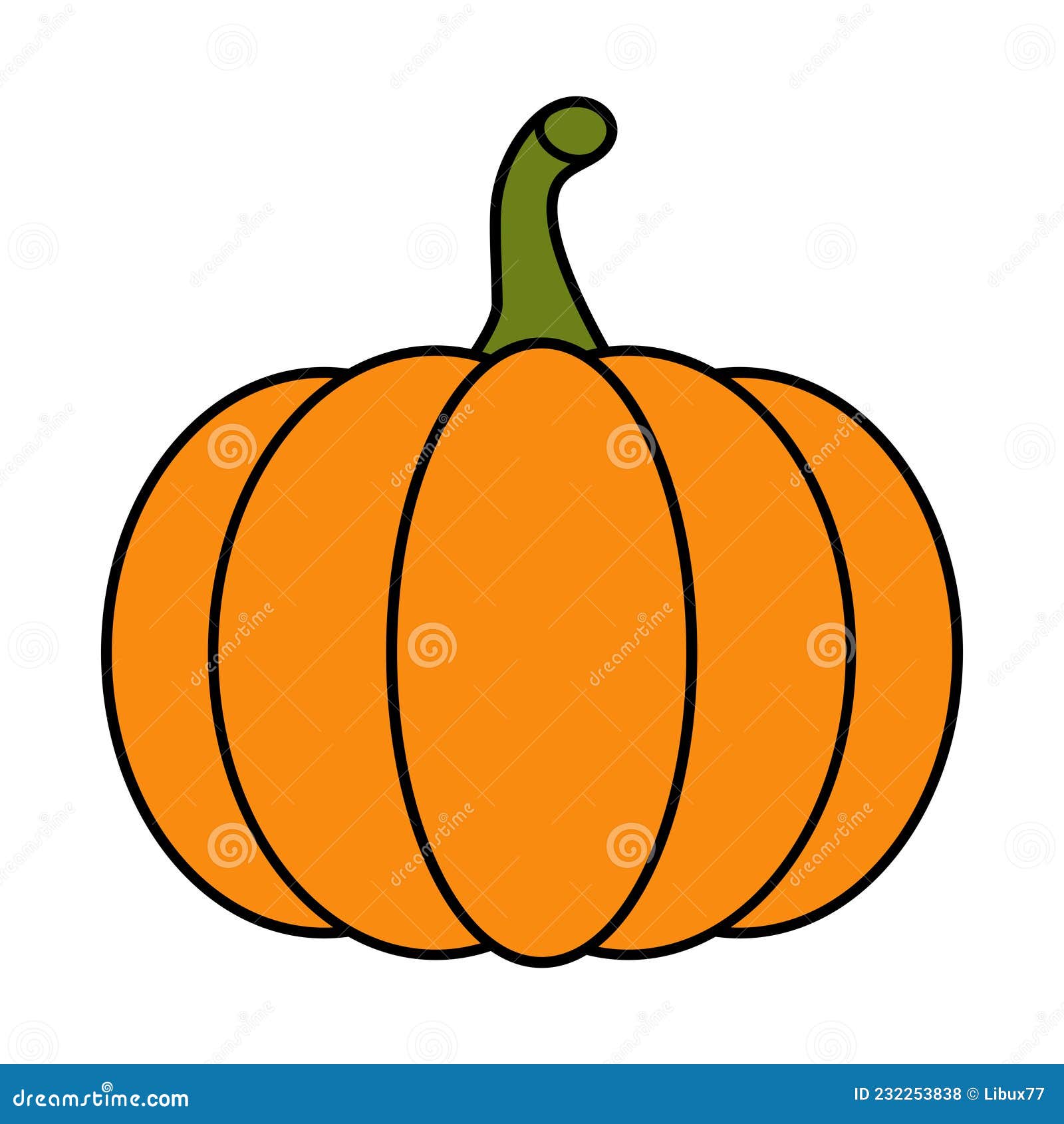 Pumpkin Flat Design Isolated on White Vector Illustration Stock Vector ...