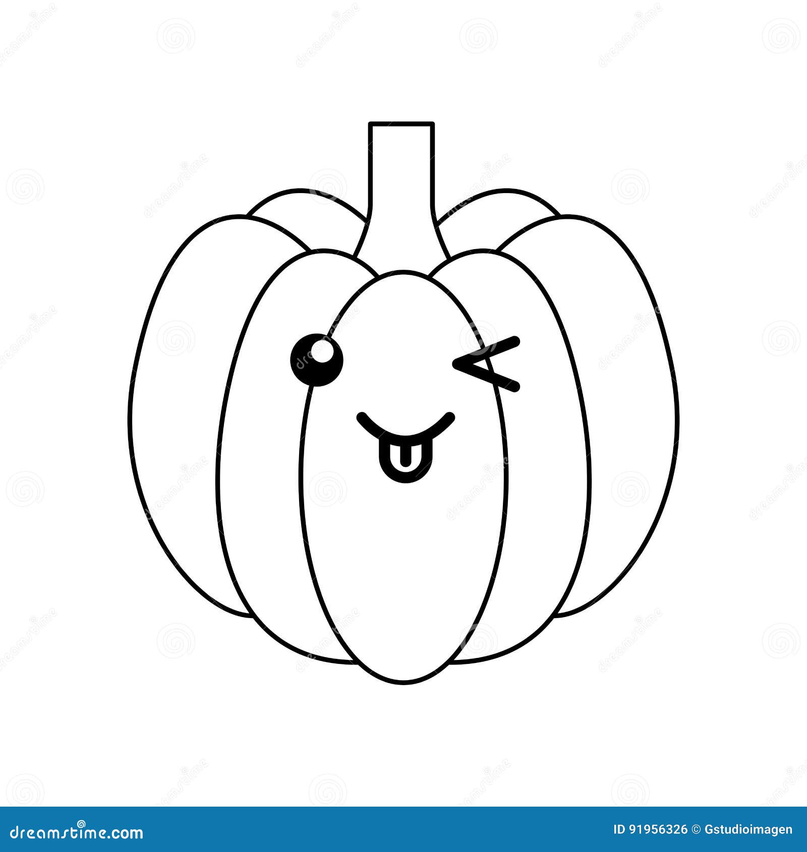 Pumpkin Fresh Vegetable Kawaii Character Stock Vector - Illustration of ...