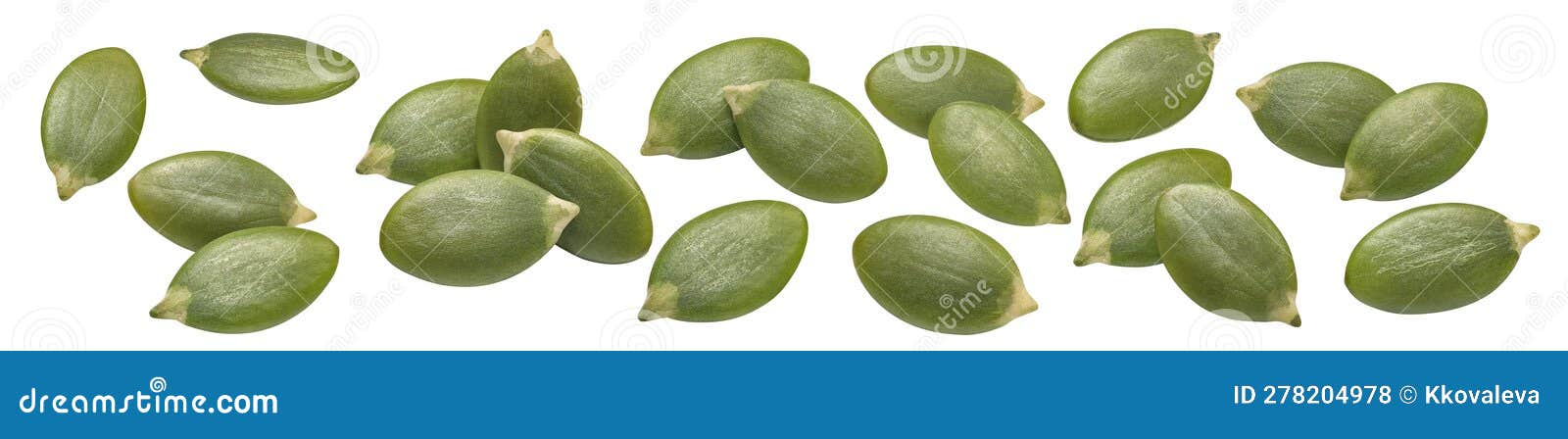 Pumpkin Green Seed Set Isolated on White Background. Single and Double ...