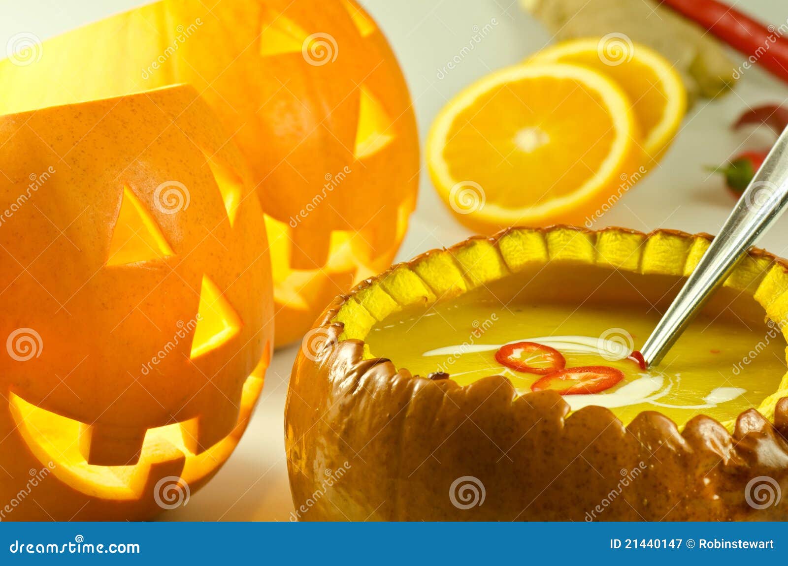 Pumpkin halloween soup stock image. Image of lanterns - 21440147