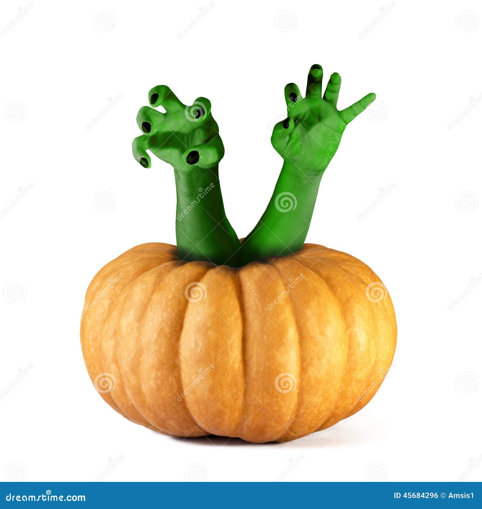 Zombie Monster Pumpkin Halloween Hands Stock Photo - Image of halloween ...