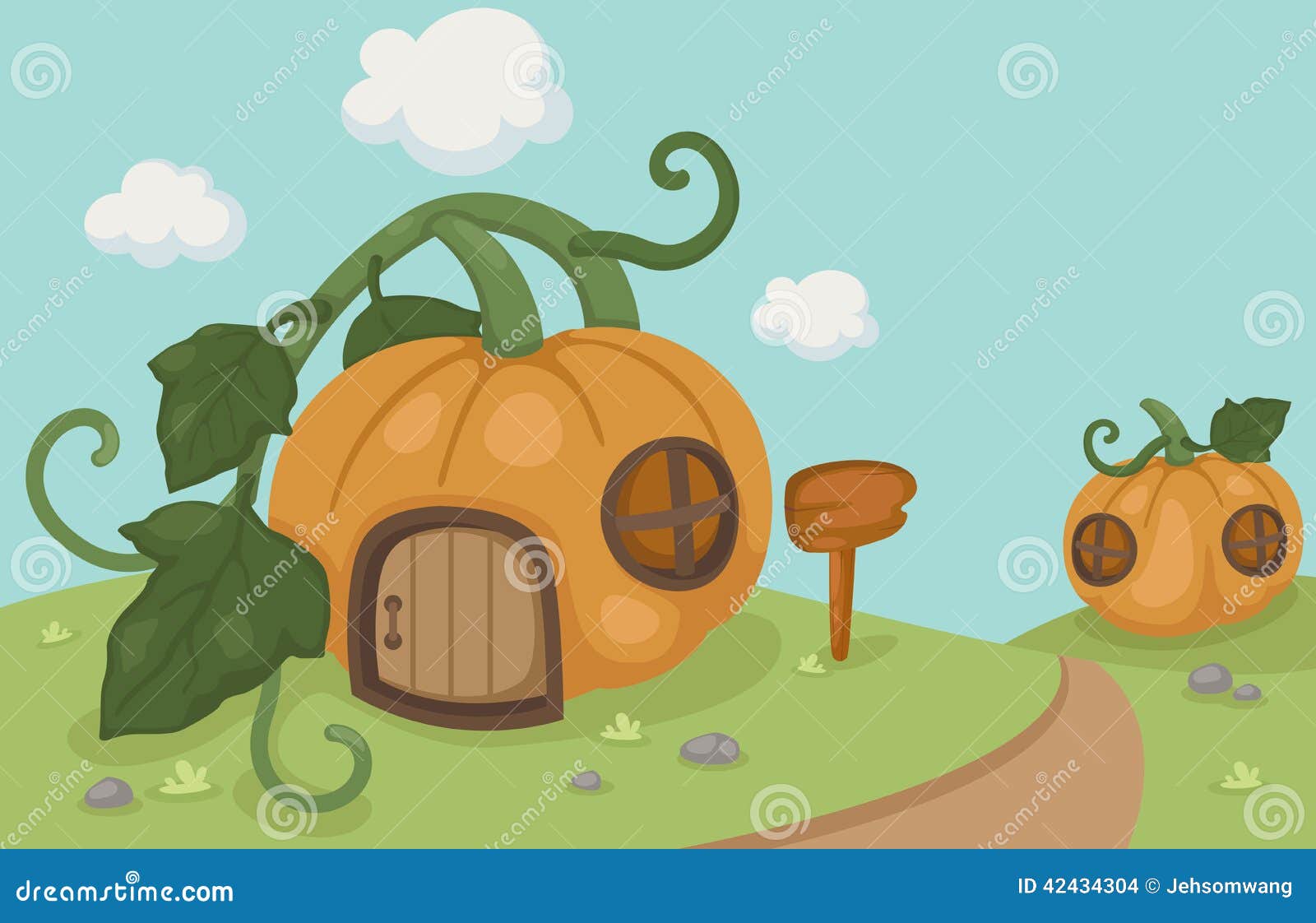 A pumpkin house stock vector. Illustration of landscape - 42434304
