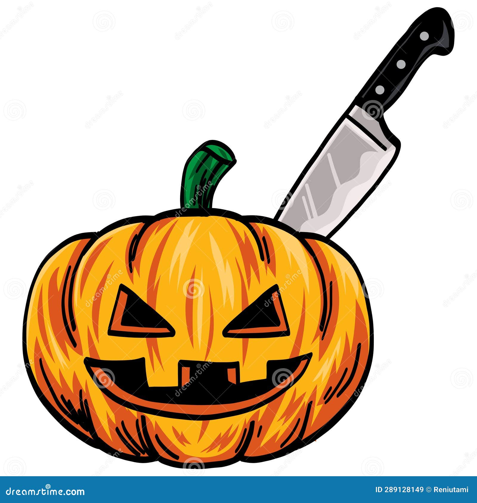 Pumpkin With Axe Stabbed Halloween Cartoon Vector Illustration ...
