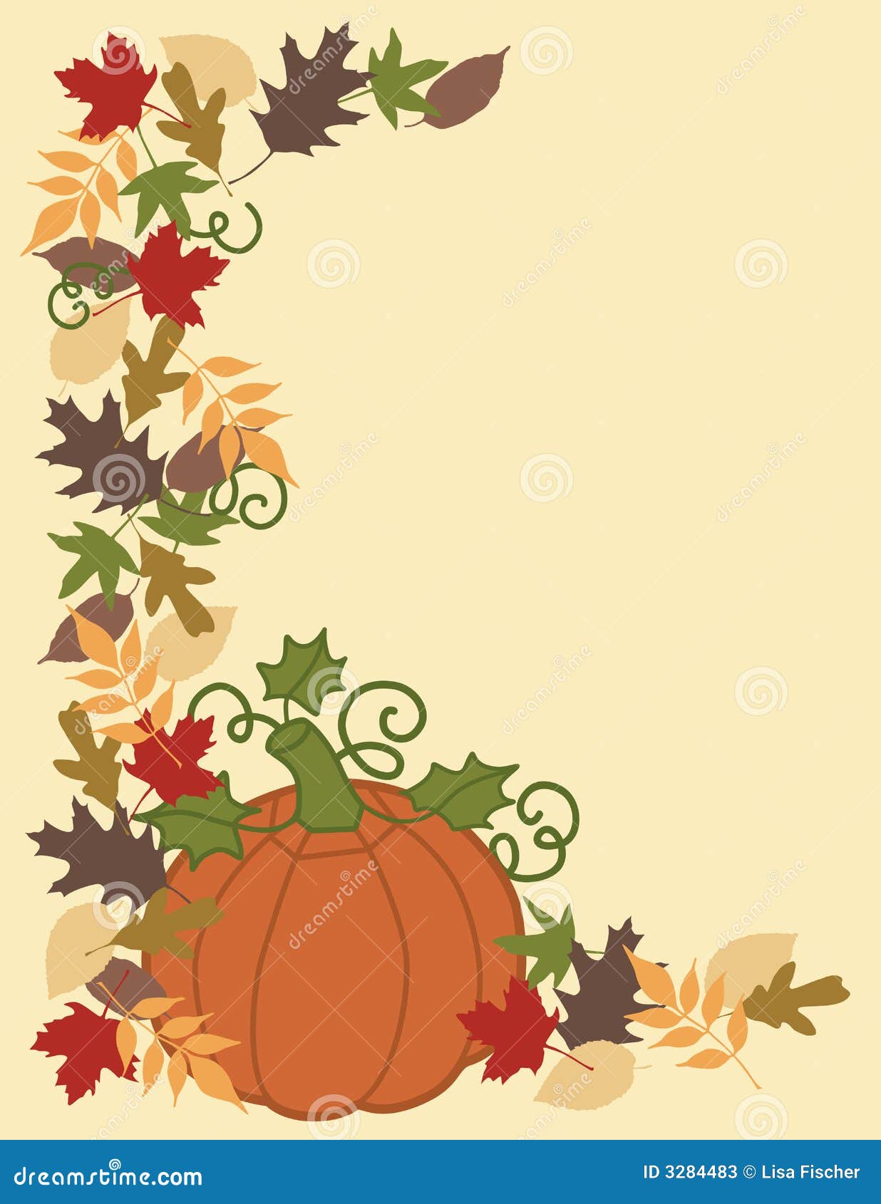 Pumpkin and Leaves Border stock vector. Illustration of seasonal - 3284483
