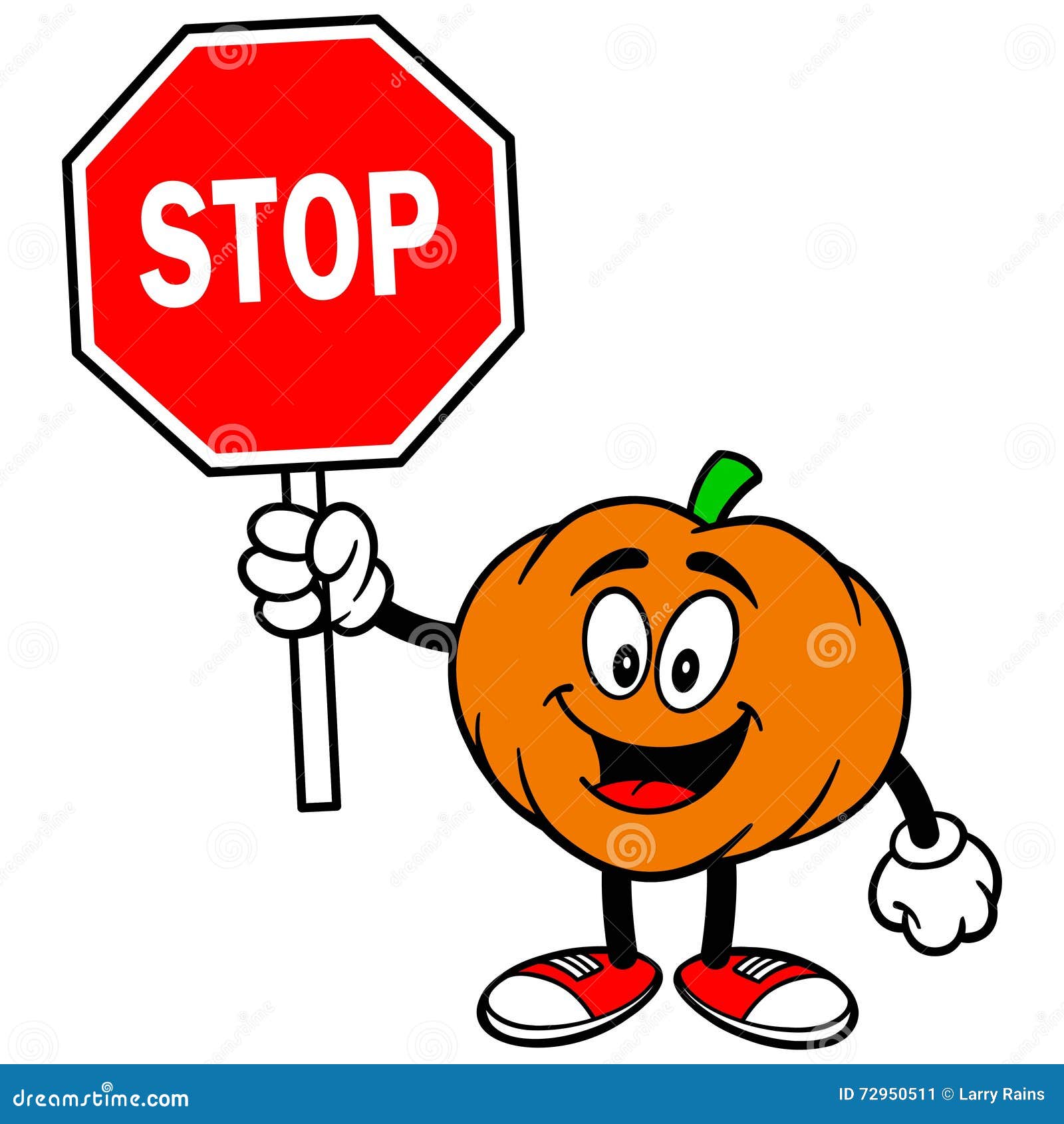Pumpkin Mascot with a Stop Sign Stock Vector - Illustration of ...