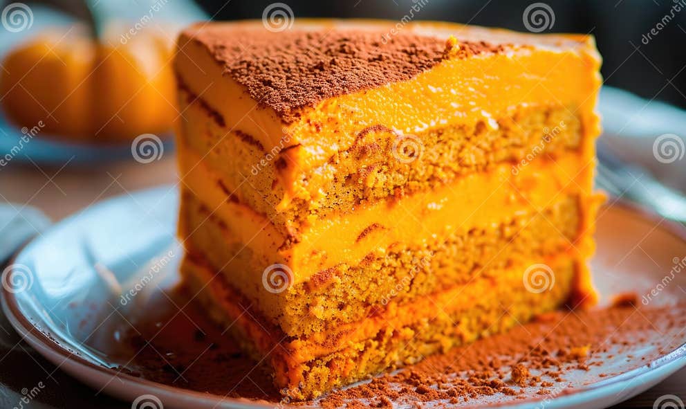 A Pumpkin Mousse Cake with Layers of Pumpkin Mousse and Sponge Cake ...