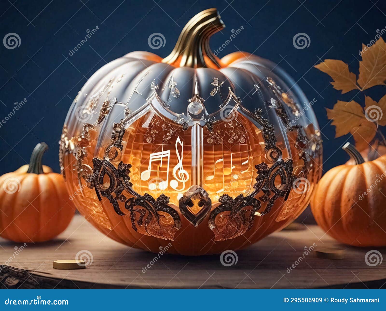Pumpkin with Musical Notes Inside Stock Illustration - Illustration of ...