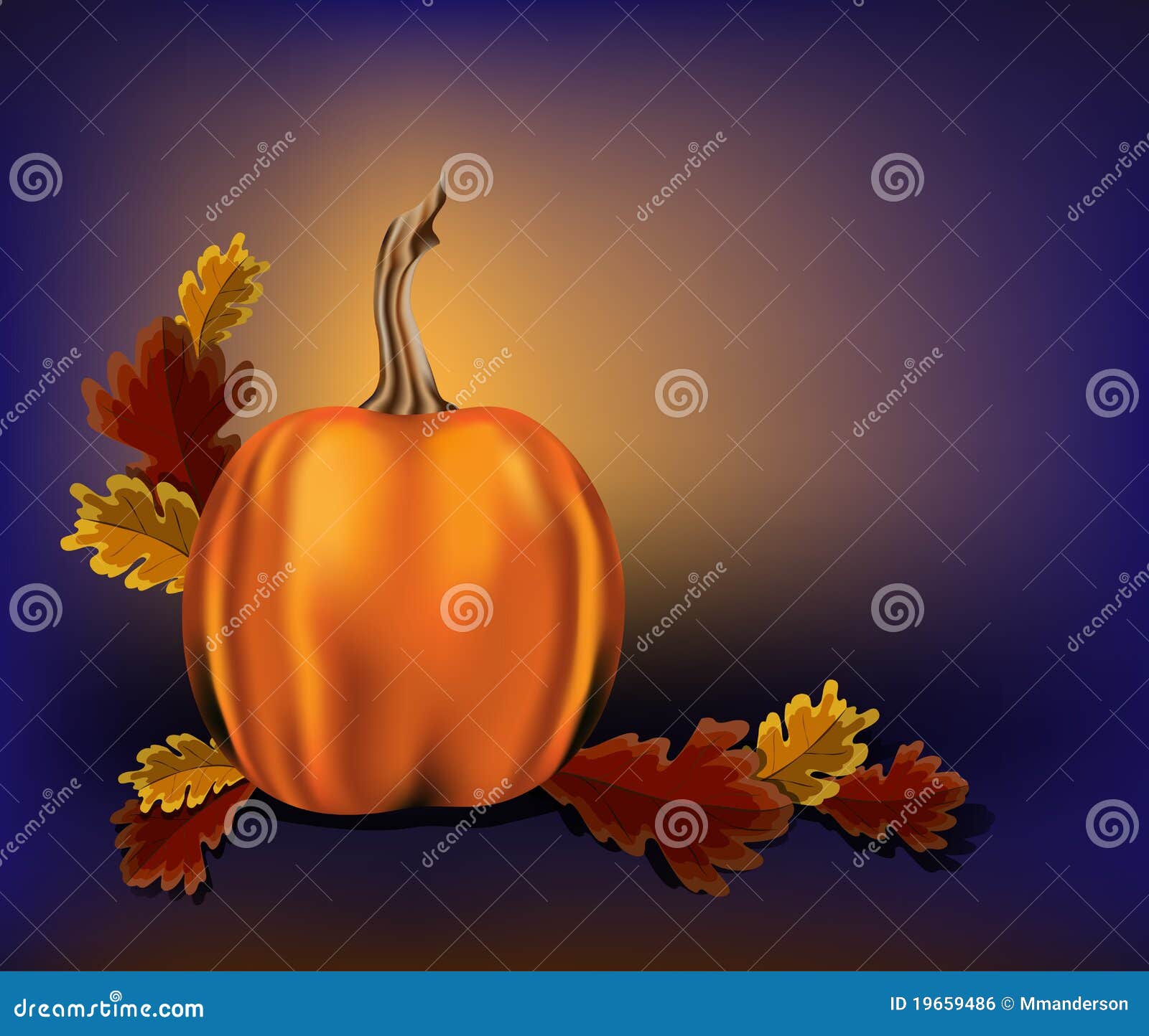 Pumpkin with oak leaves stock vector. Illustration of treat - 19659486