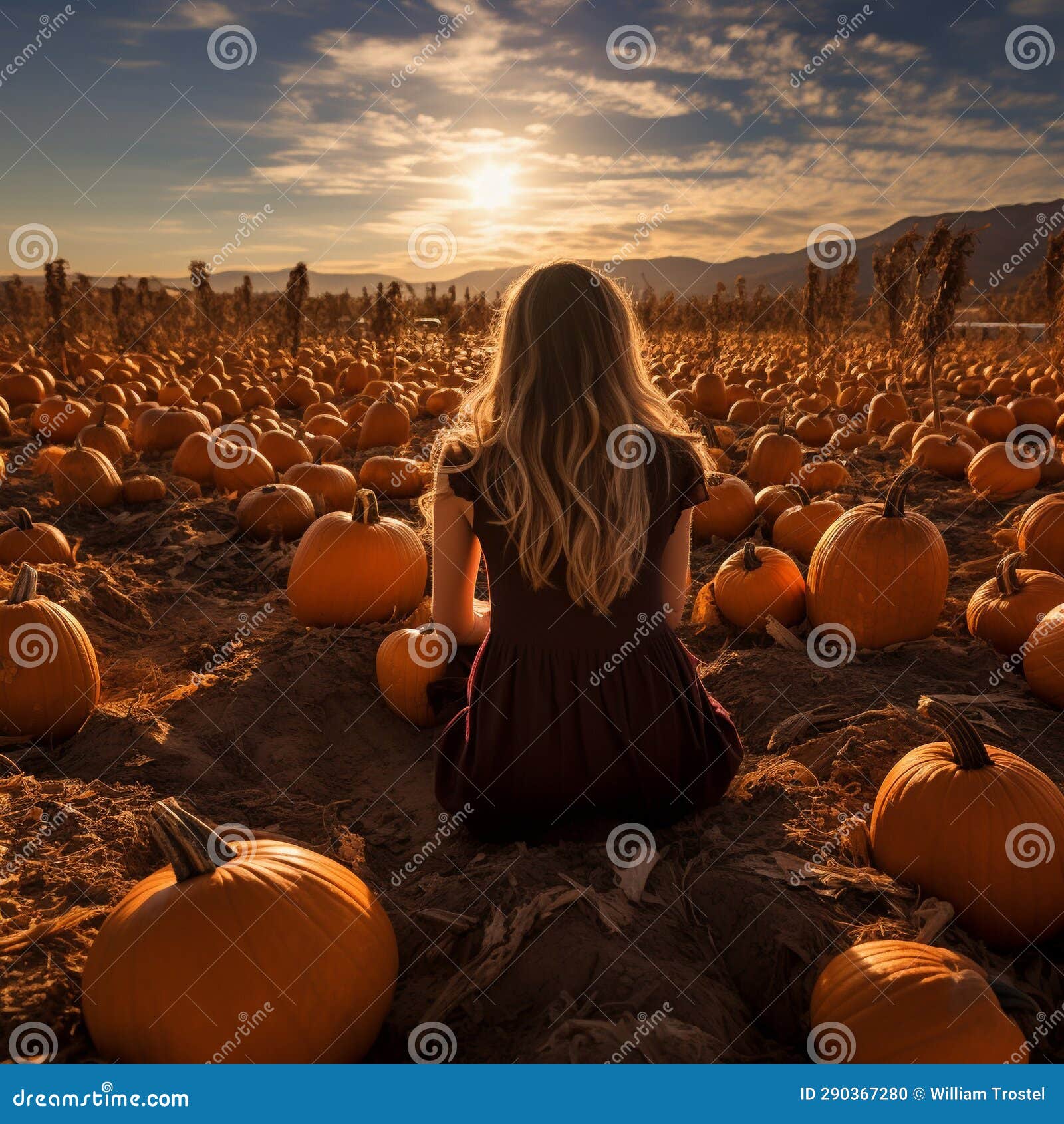 Pumpkin Patch during Sunset Stock Photo - Image of october, farm: 290367280