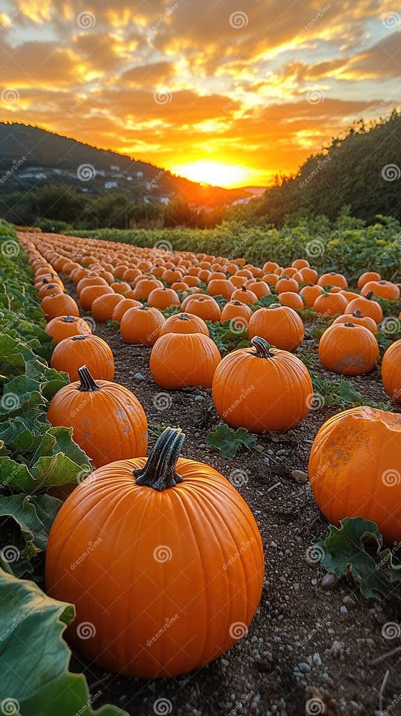 Pumpkin Patch Sunset - a Realistic Photography Stock Illustration ...
