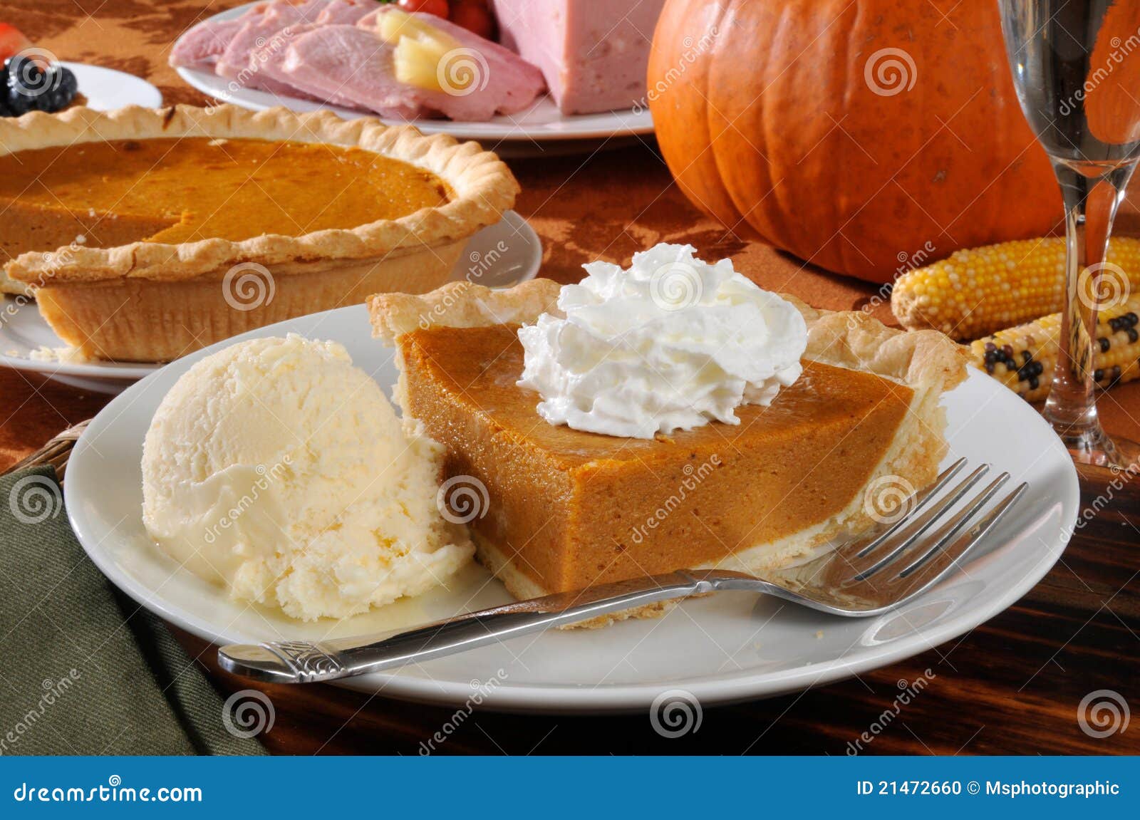 Pumpkin pie alamode stock photo. Image of dessert, scoop - 21472660