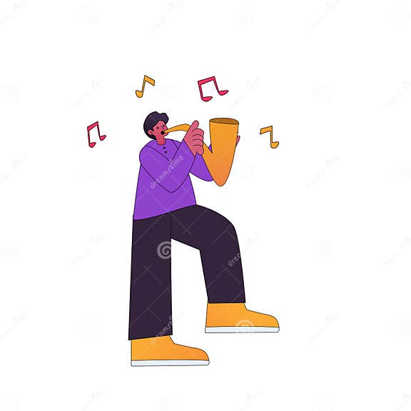 Leisure Time Playing Jazzy Saxophone Stock Illustration - Illustration ...