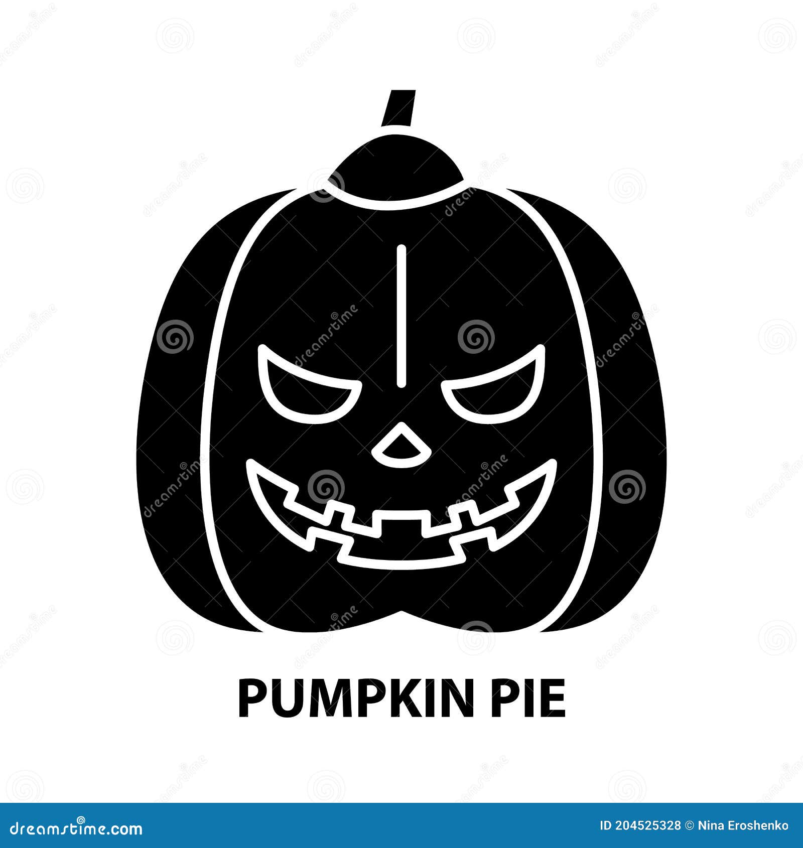 Pumpkin Pie Icon, Black Vector Sign with Editable Strokes, Concept ...