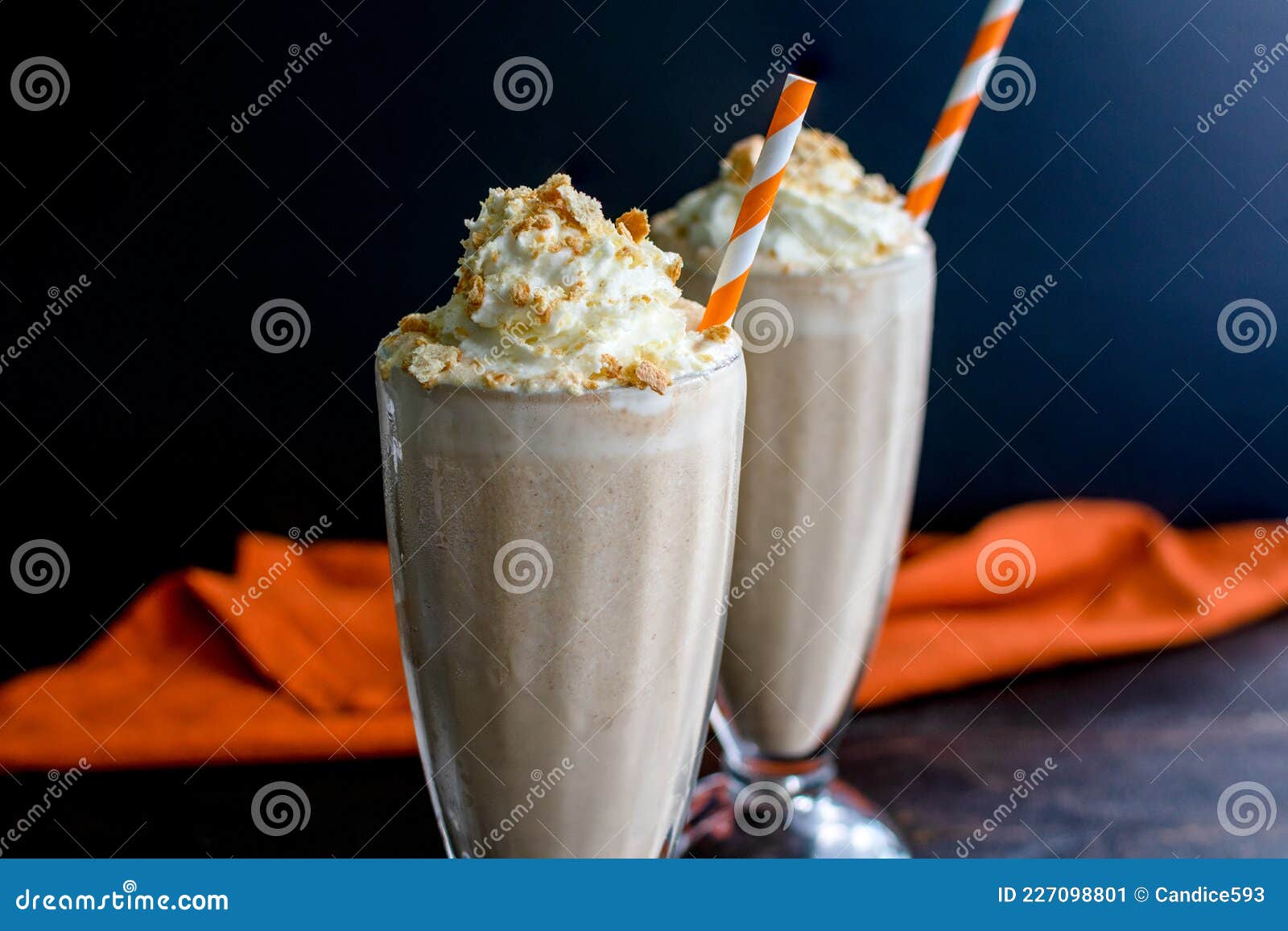 Pumpkin Pie Milkshakes Topped with Whipped Cream and Graham Crackers ...