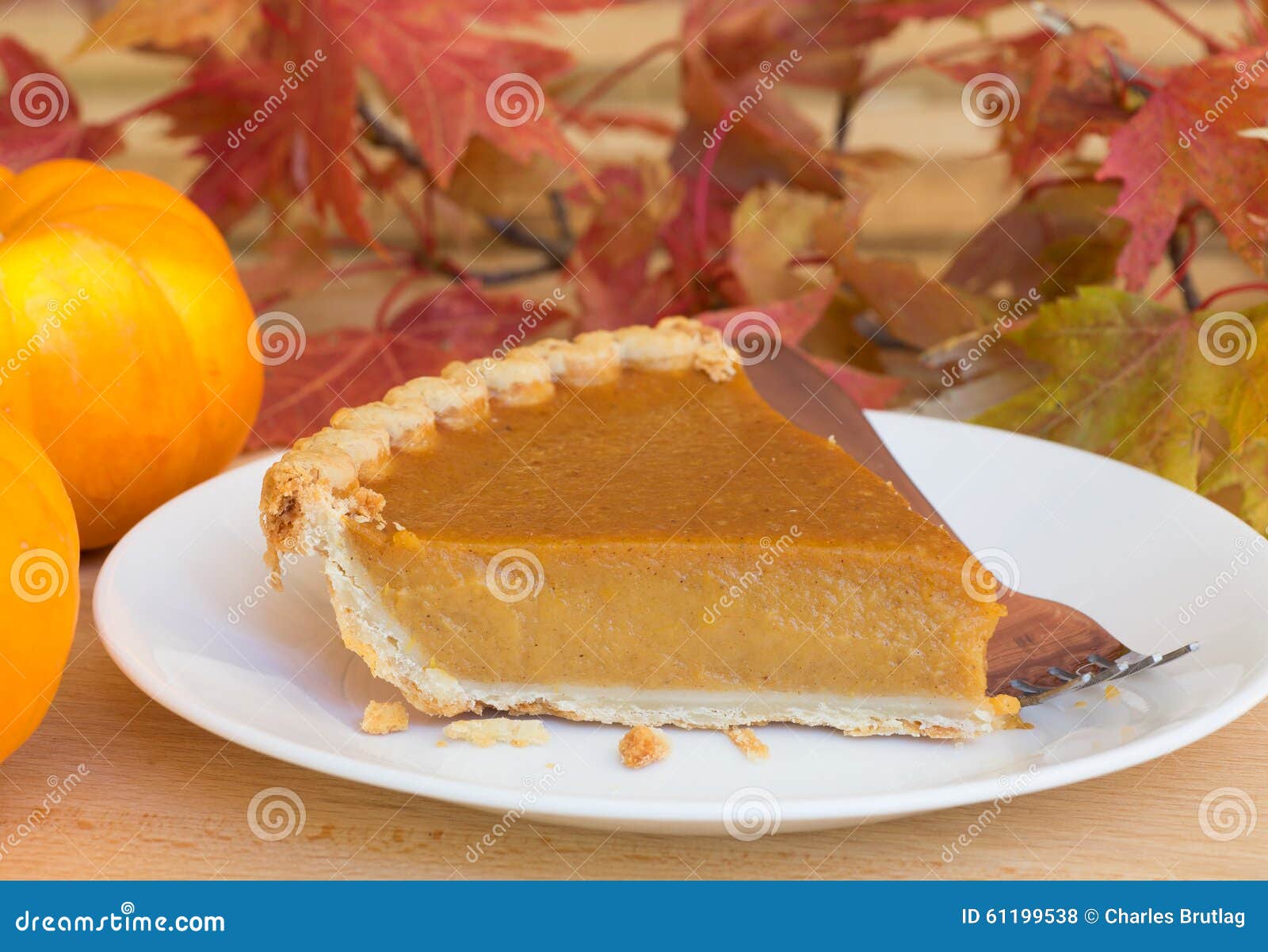 Pumpkin Pie Slice stock photo. Image of leaves, fall - 61199538