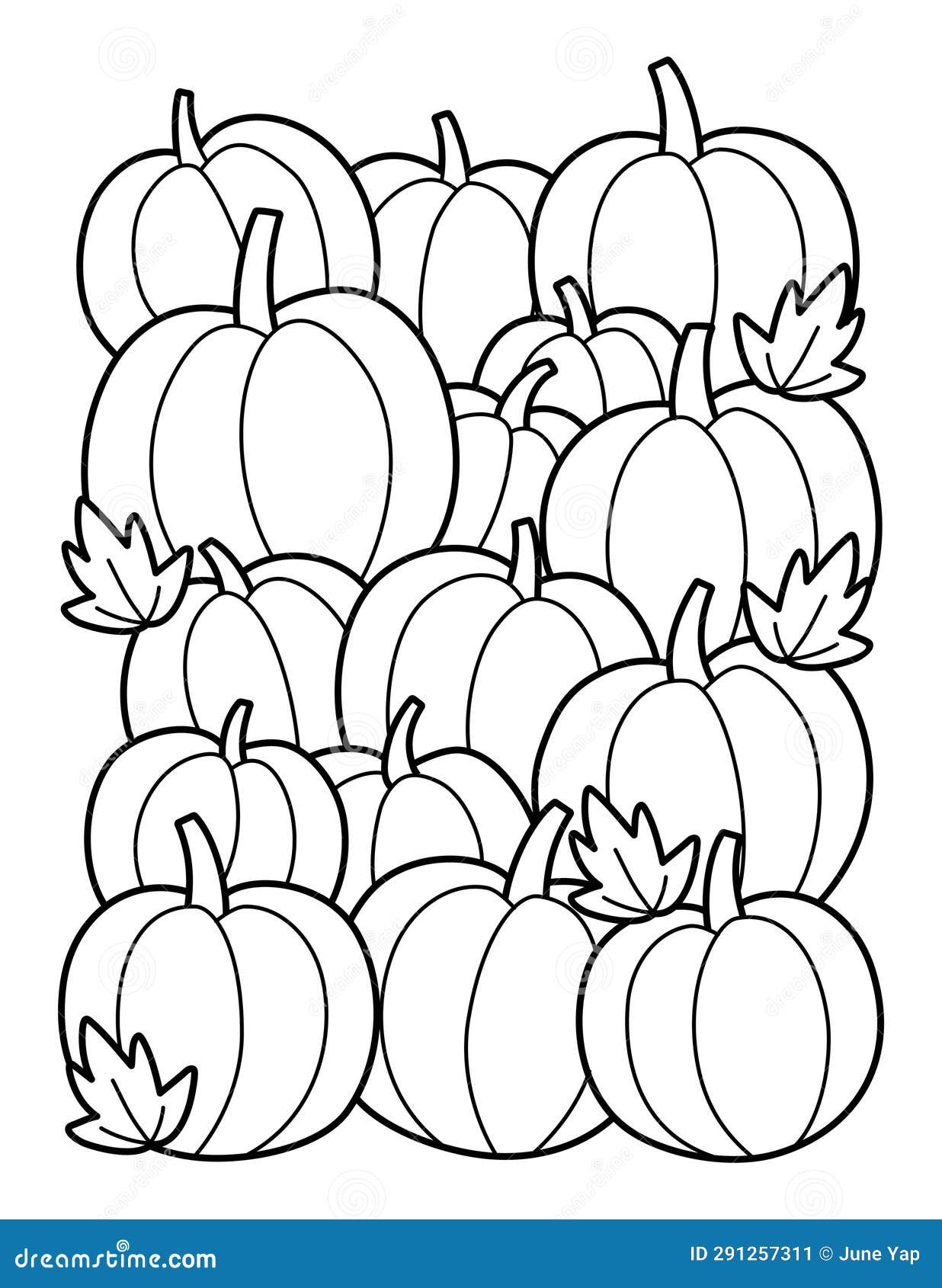 Pumpkin Pile Line Art Coloring Page Stock Illustration - Illustration ...