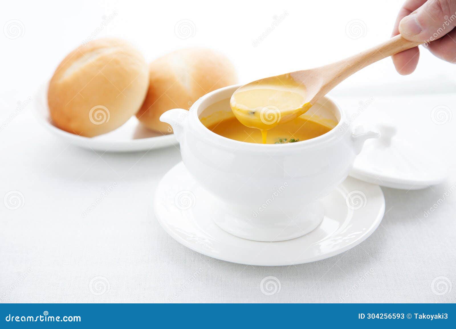 Pumpkin Potage Soup Isolated on Table Stock Image - Image of healthy ...