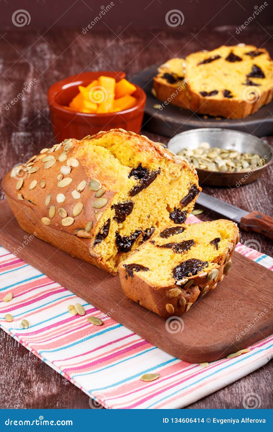 Pumpkin prune bread stock photo. Image of prune, food - 134606414