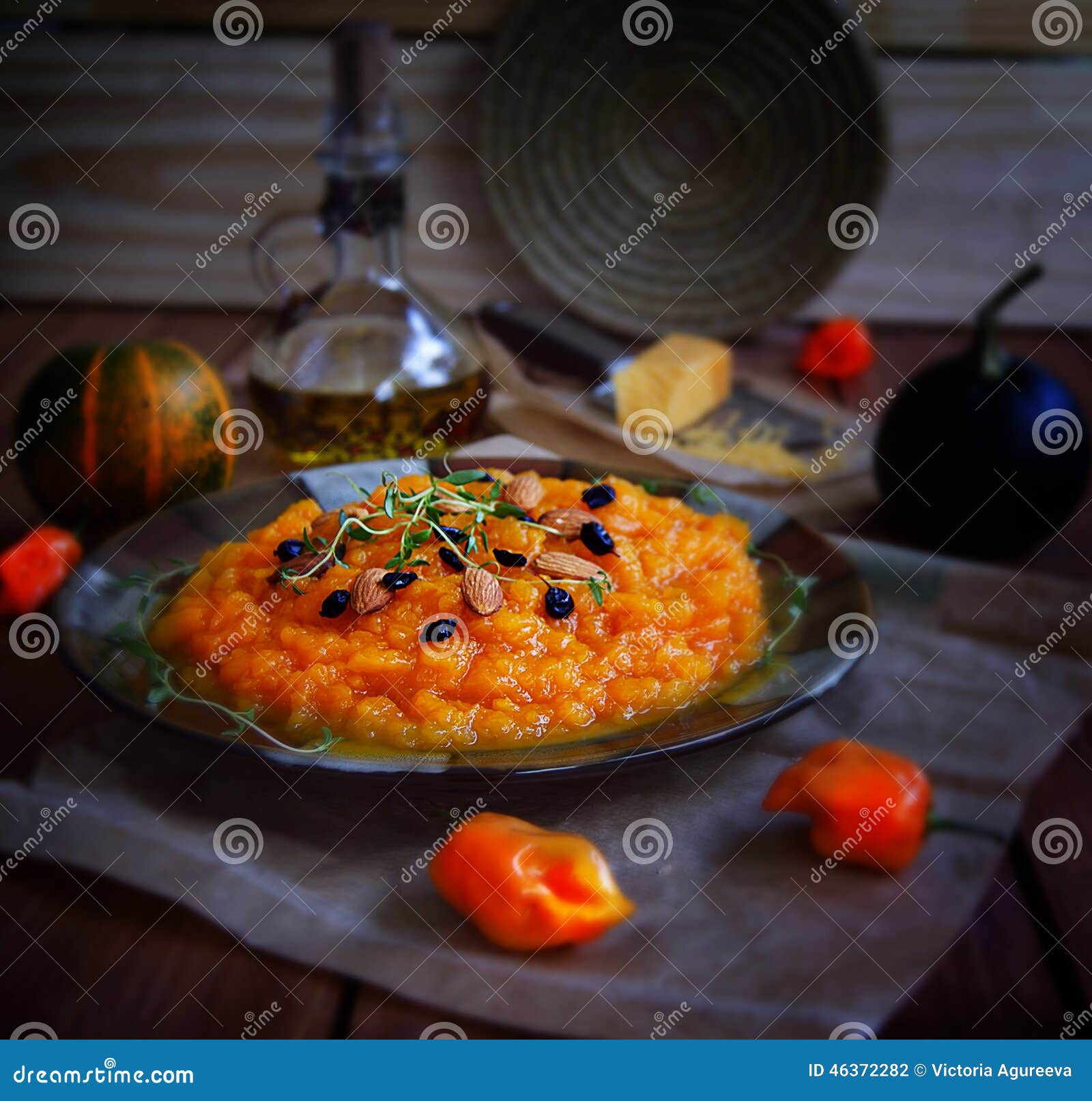 Pumpkin puree with meat stock photo. Image of cream, culinary - 46372282