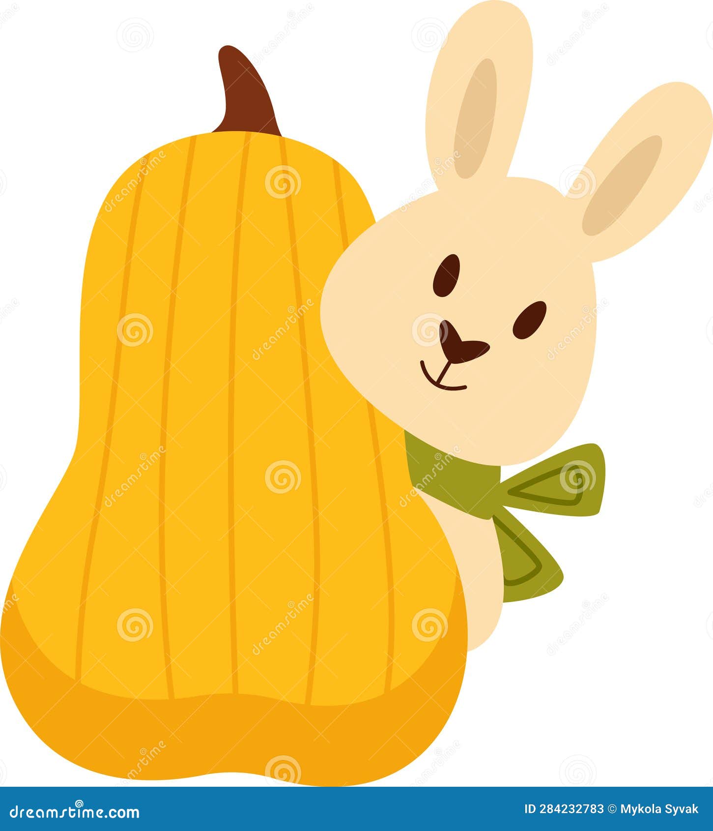 Pumpkin with Rabbit stock vector. Illustration of fluffy - 284232783
