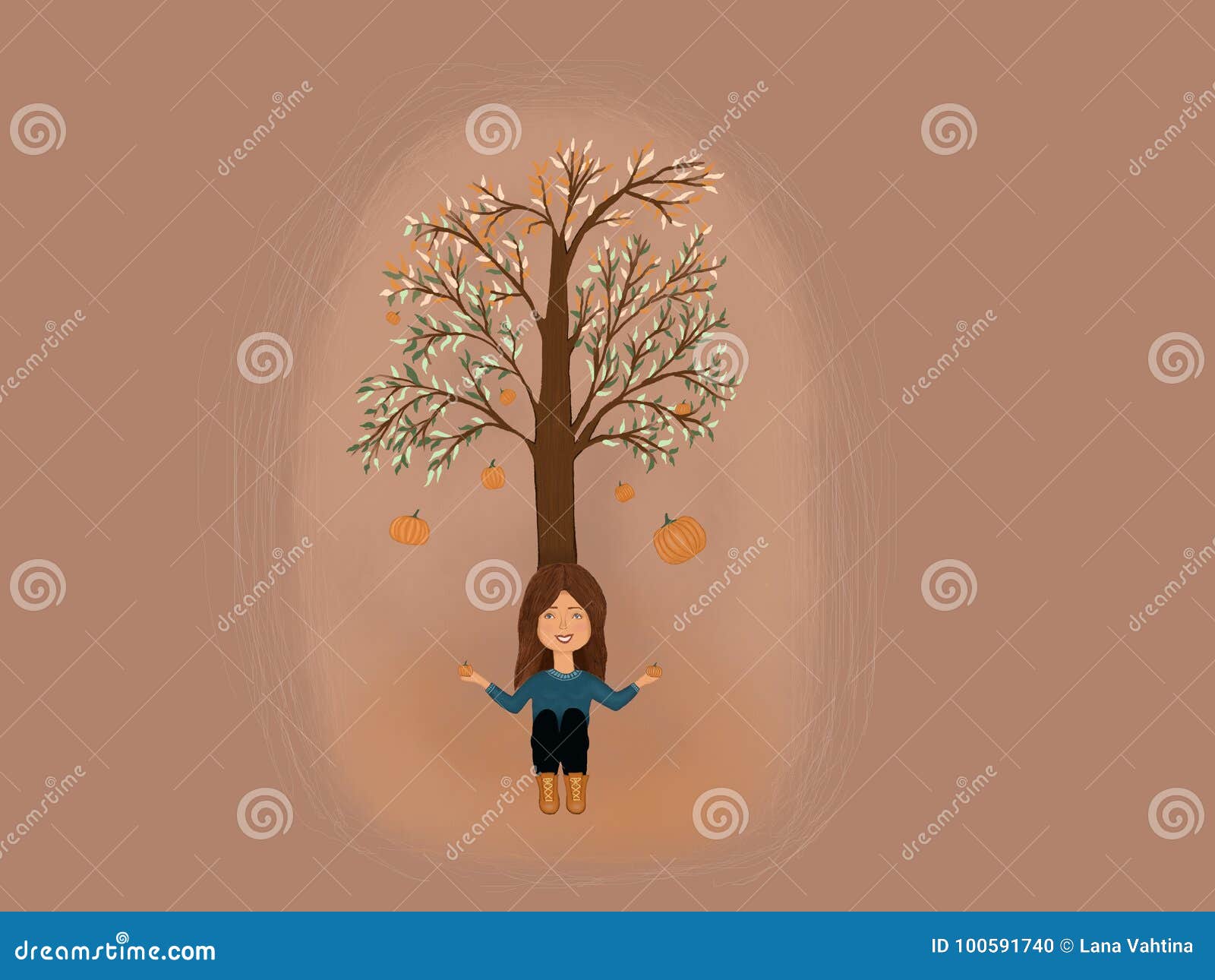 Pumpkin rain stock illustration. Illustration of holiday - 100591740