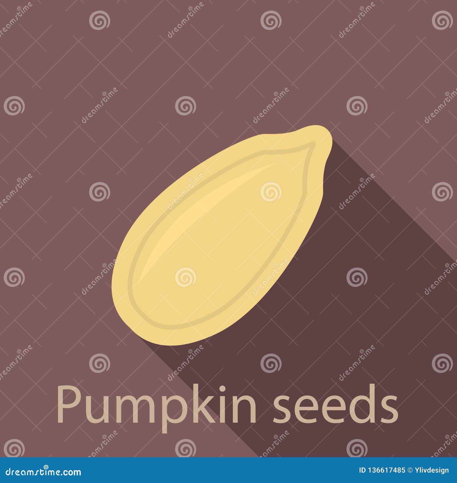 Pumpkin Seed Icon, Flat Style Stock Vector - Illustration of closeup ...