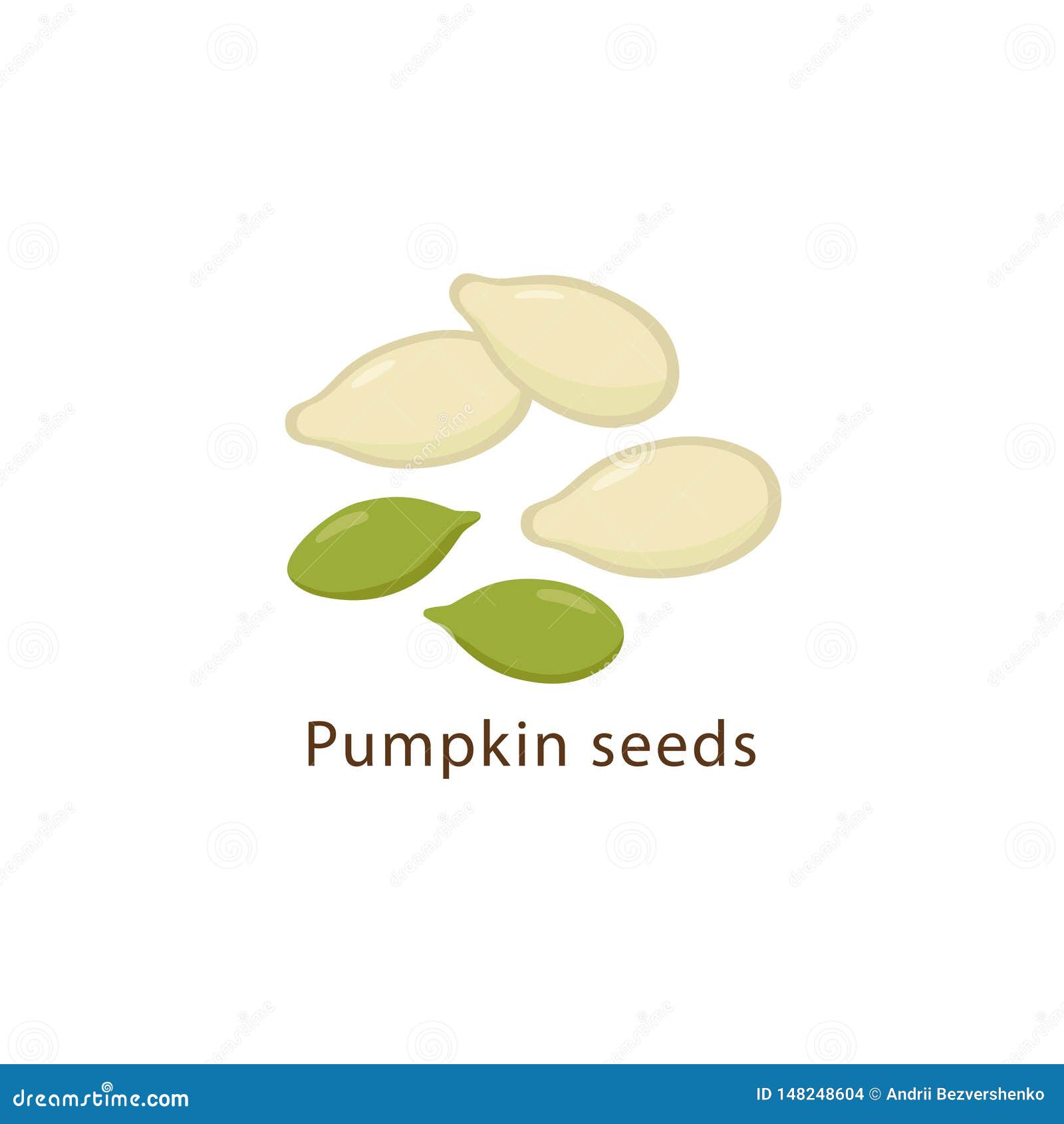 Pumpkin Seeds Isolated on White Background Vector Illustration in Flat ...